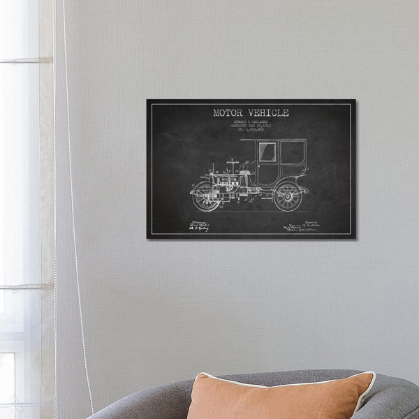 Happy Larry Edward B. Gallaher Motor Vehicle Patent Sketch (Charcoal ...