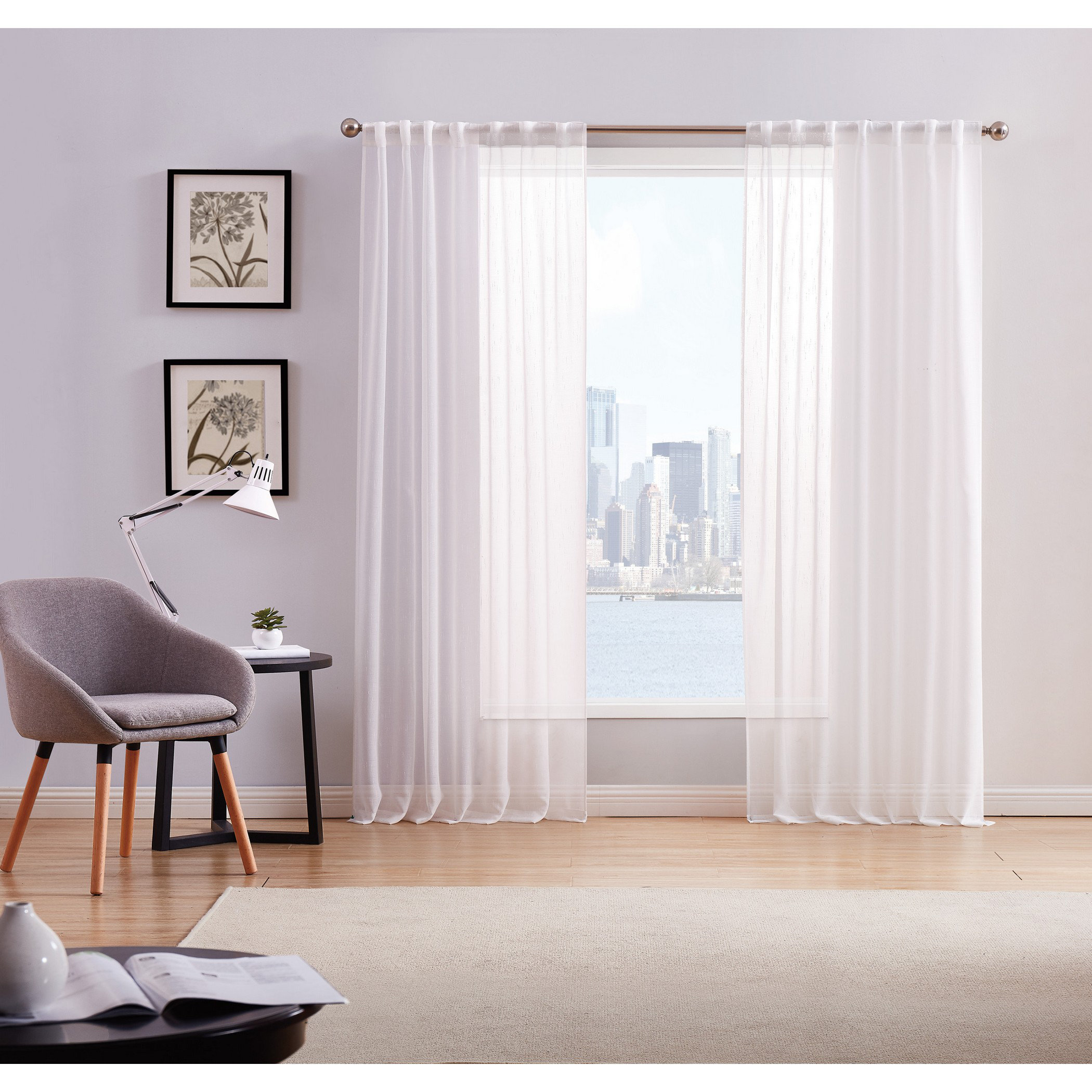 Latitude Run® Jaymir Sheer 50x84 White Window Panel Pair - Versatile ...