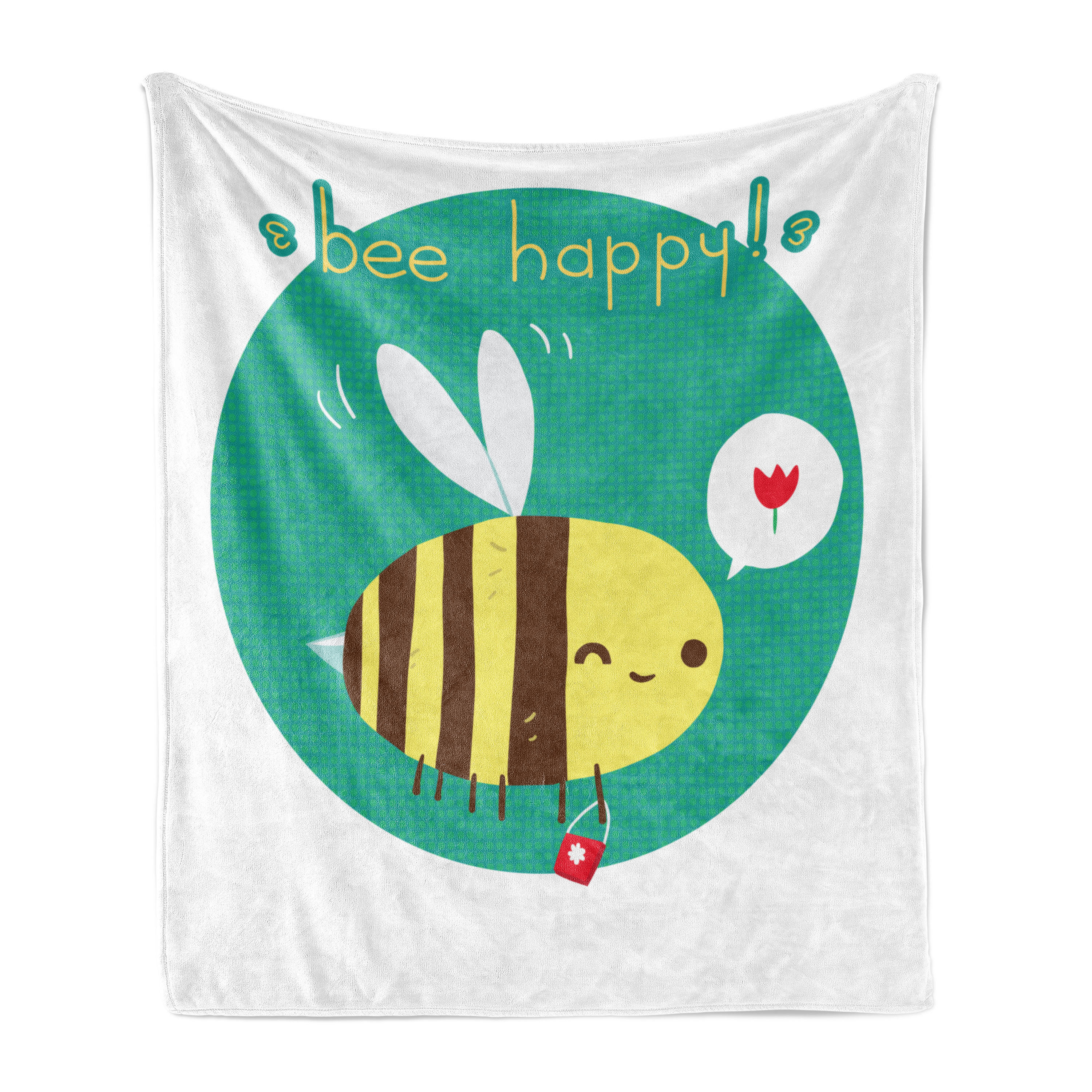 Ambesonne Queen Bee Fleece Throw Blanket Winking Bumblebee Multicolor ...