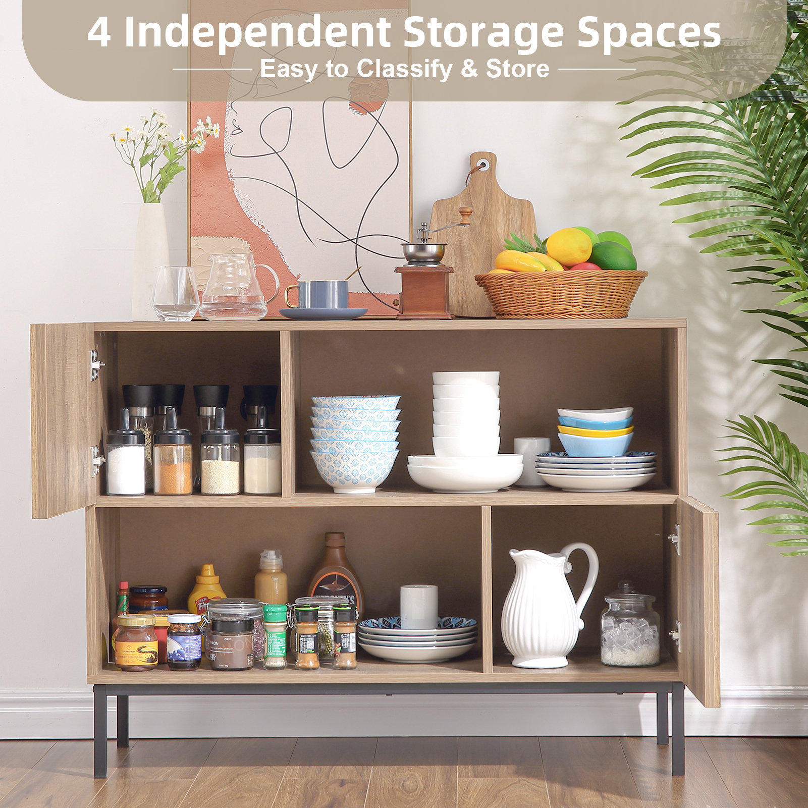 Ebern Designs Entryway Table, Modern Farmhouse Buffet Storage Cabinet ...