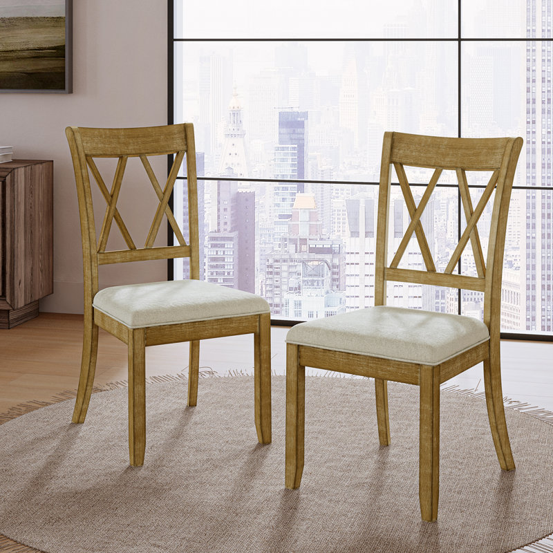 Gracie Oaks Amoz Solid Wood Cross Back Side Chair & Reviews | Wayfair