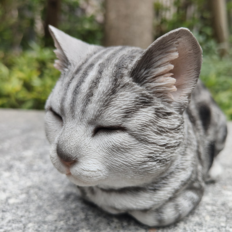 Hi-Line Gift Ltd. Tabby Tranquility: Whimsical Black Polyresin Napping ...