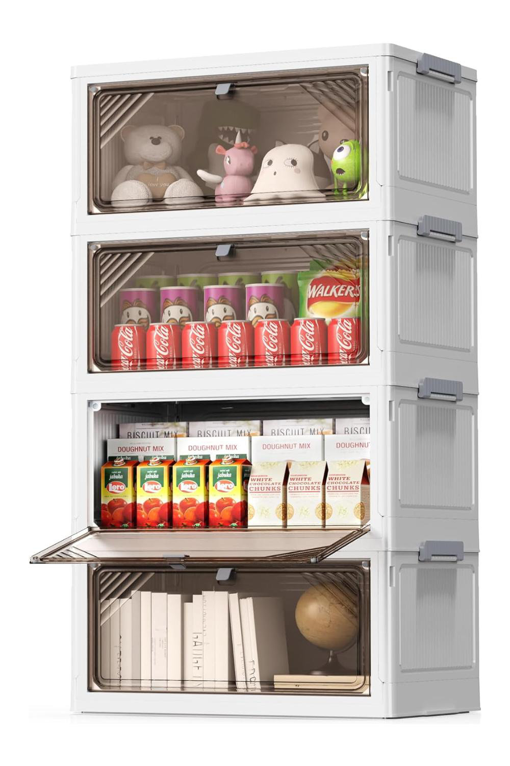 Rebrilliant 4 Tier Plastic Storage Bins With Drawers - Foldable ...