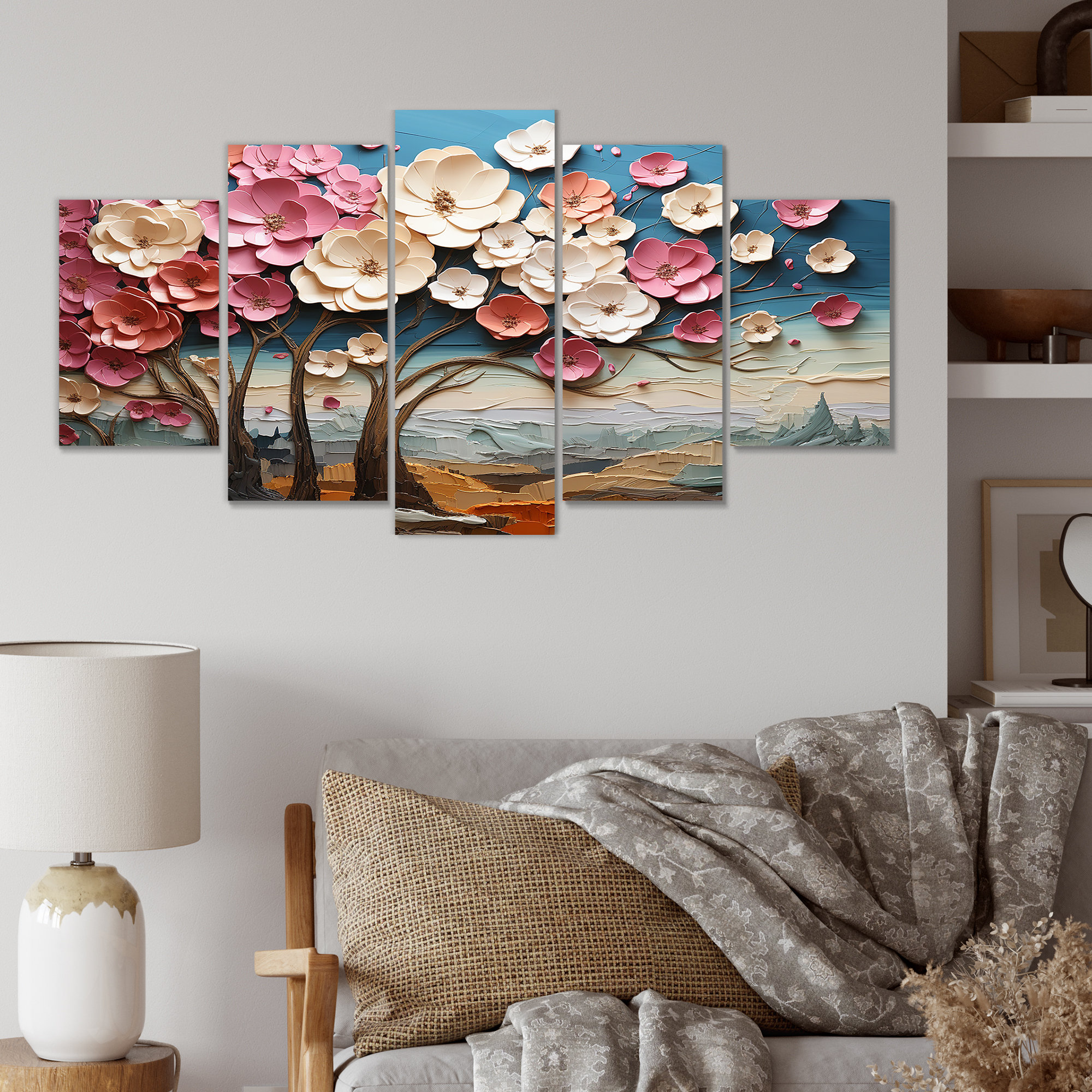 Red Barrel Studio® Dynamic White And Pink Petals Tree II - Tree ...