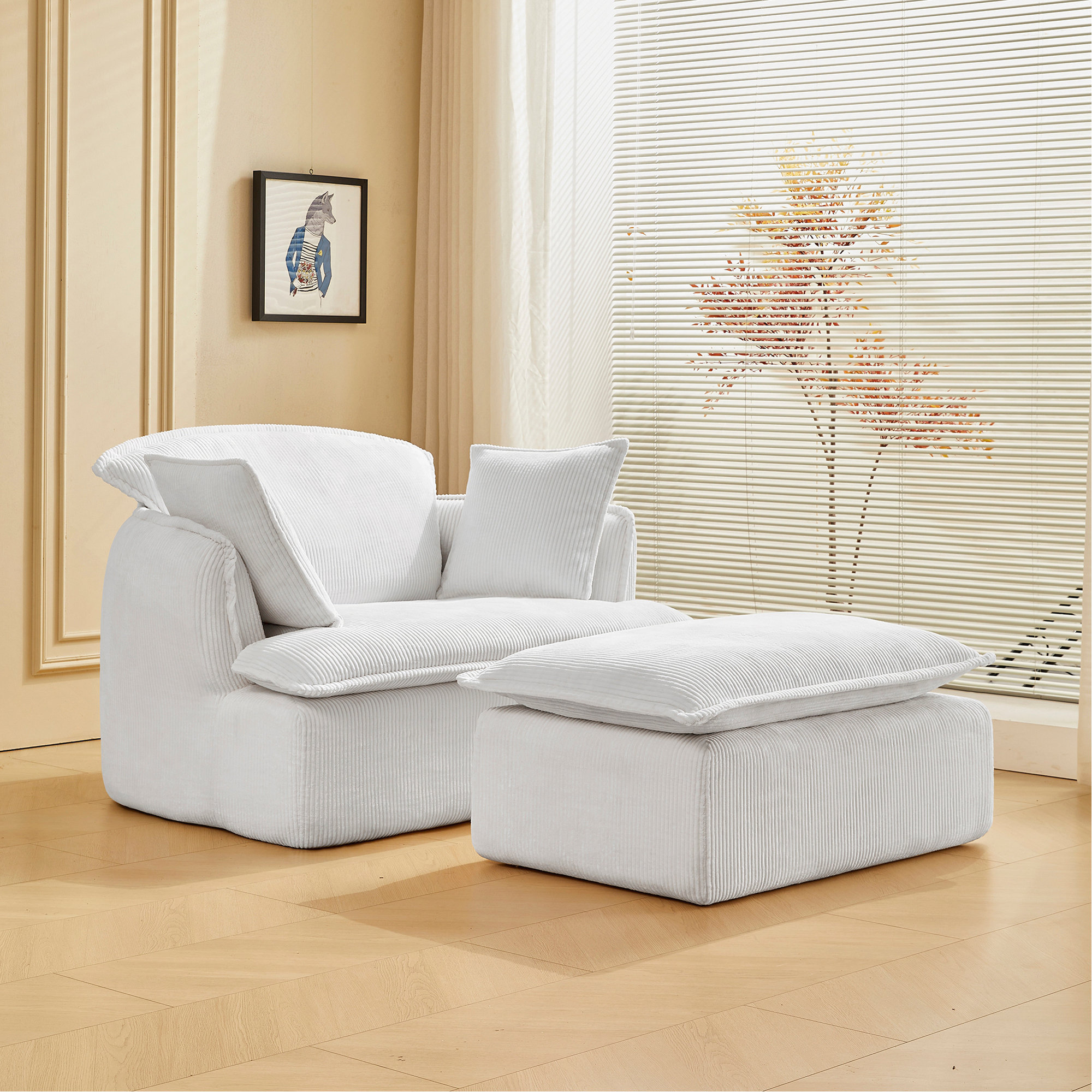 Latitude Run® Convertible Compressed Sofa Chair With Ottoman, Modern ...