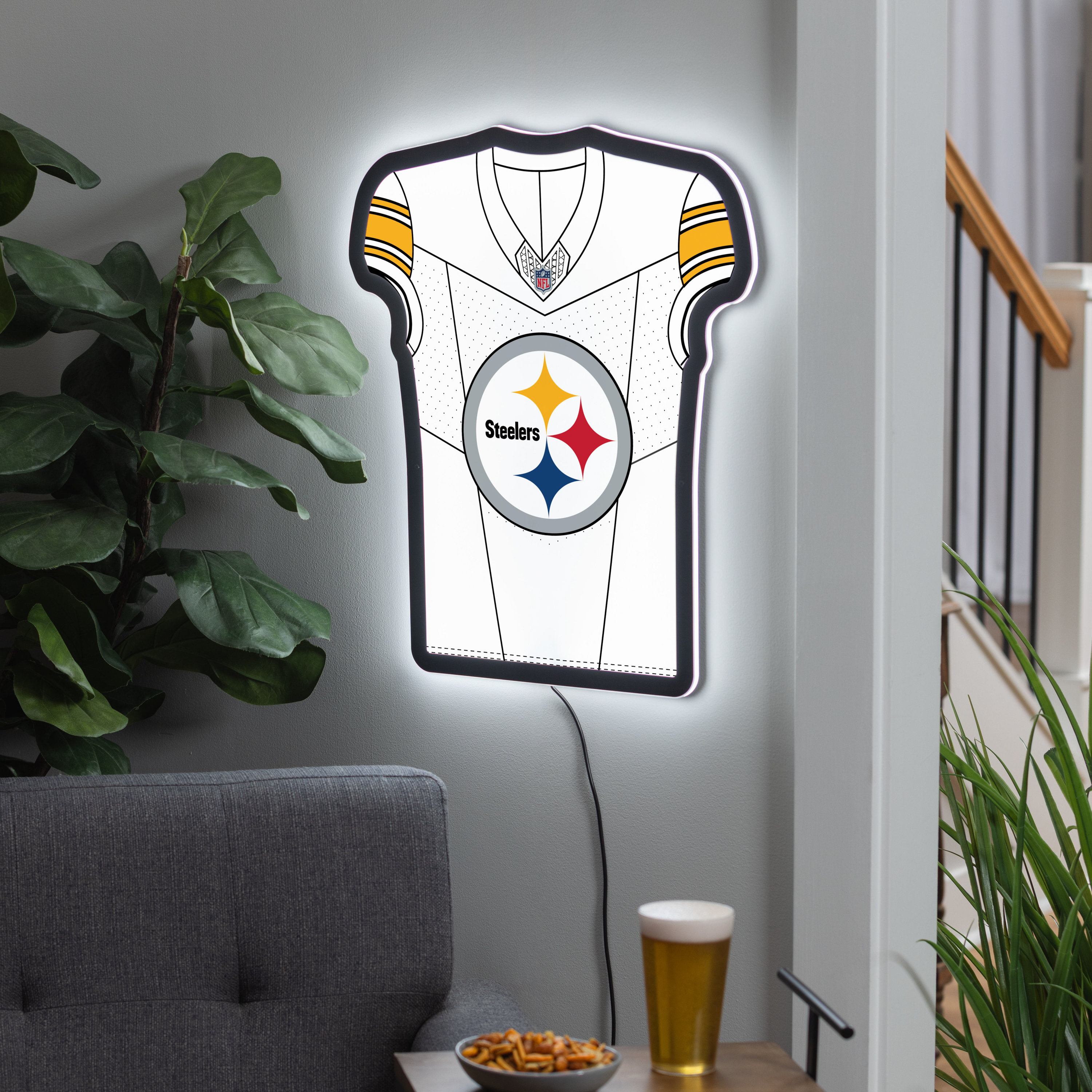 Gracie Oaks Pittsburgh Steelers 23" LED Jersey Shaped Lighted Wall Sign ...