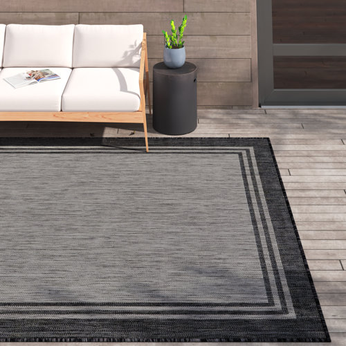 Wade Logan® Waikiki Gray/Dark Gray Indoor/Outdoor Rug & Reviews | Wayfair