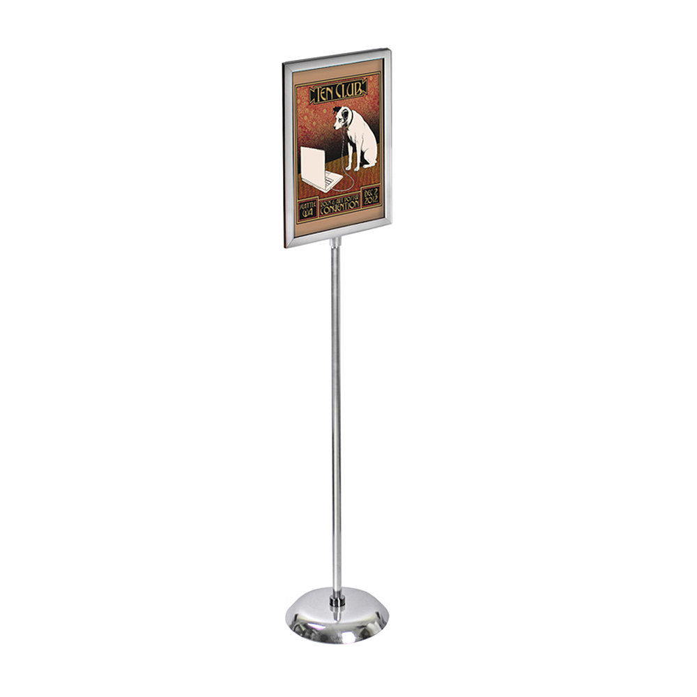 Azar Displays 11"W x 17"H Two-Sided Slide-In Floor Stand on Chrome Base ...