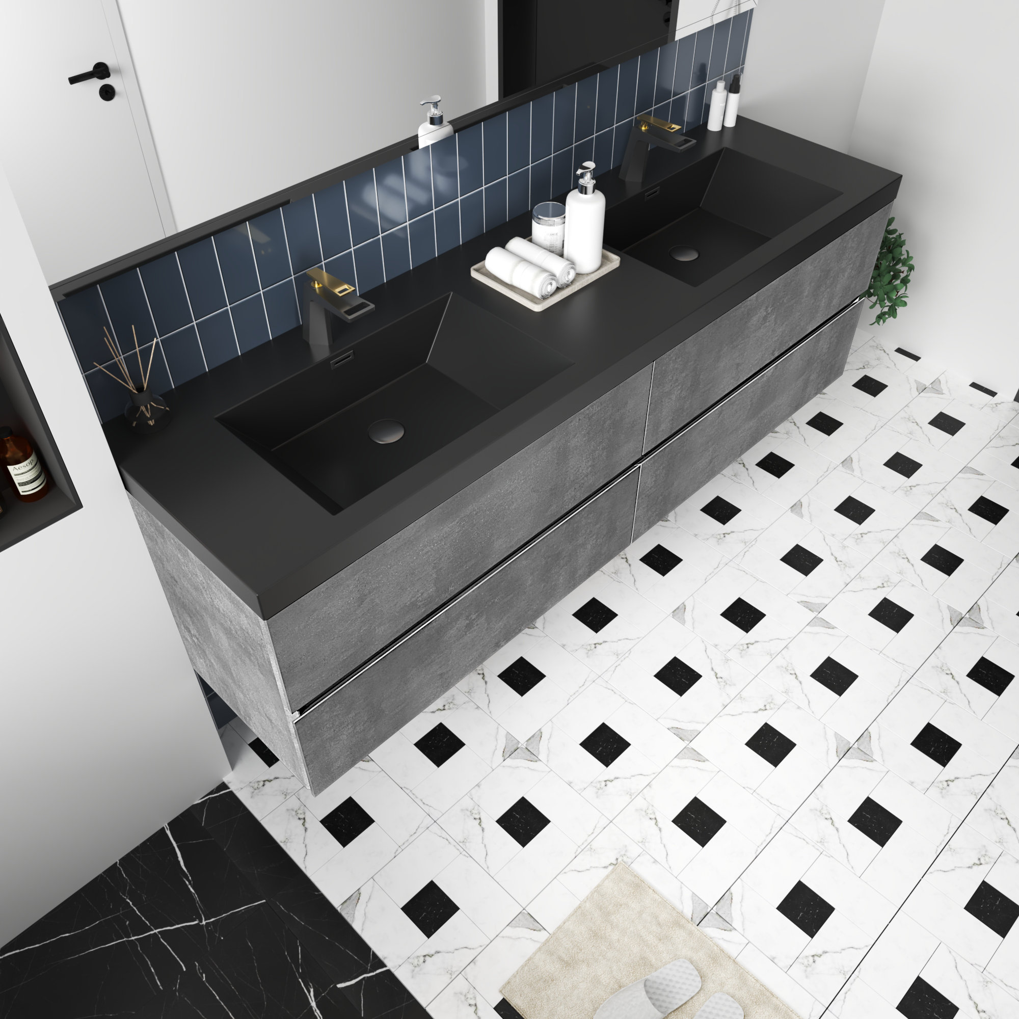 Latitude Run® Gazel 72 inch Fully Assembled Double Floating Bathroom ...