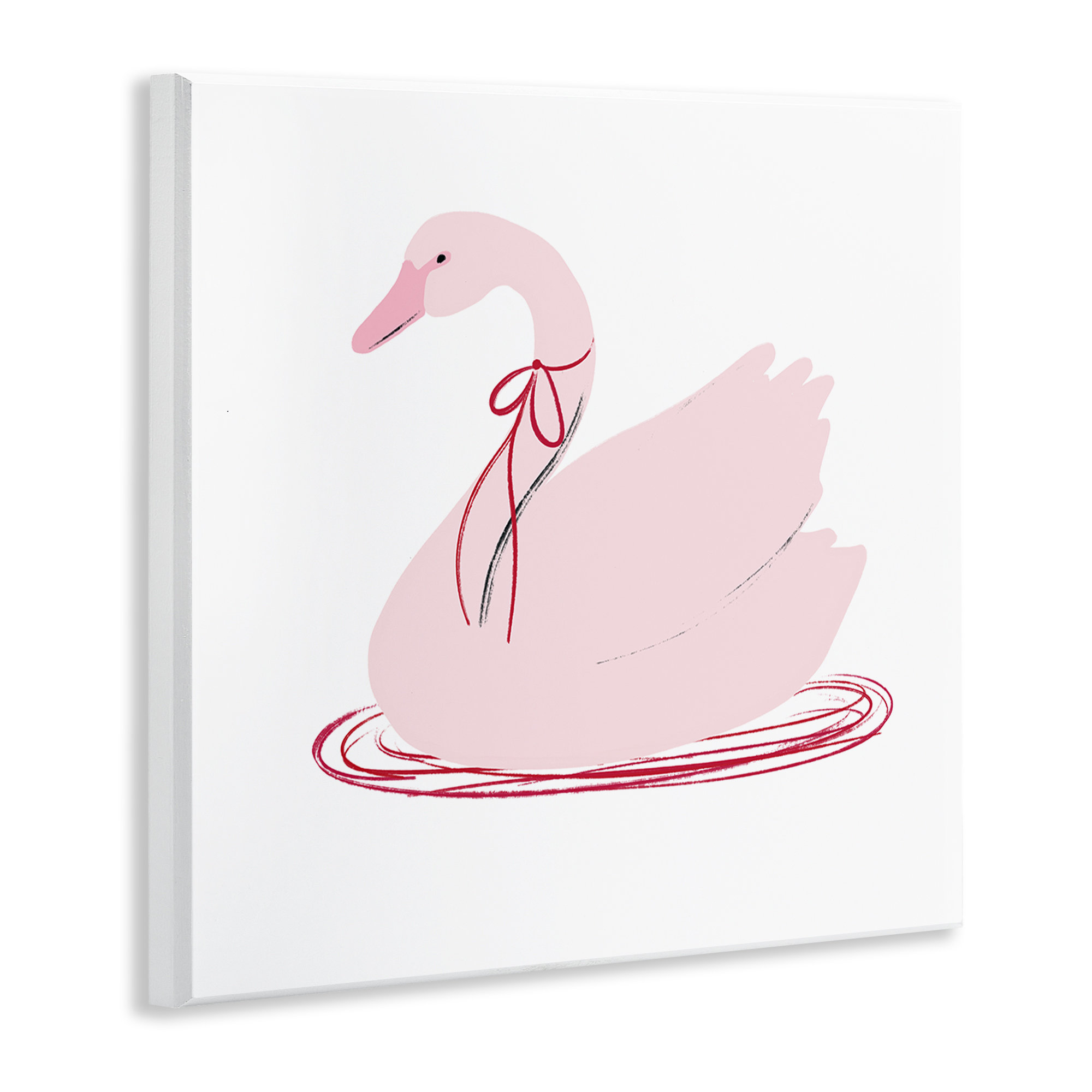 Ebern Designs Pink Swan with Bow Wall Plaque, design by Lucille Price ...
