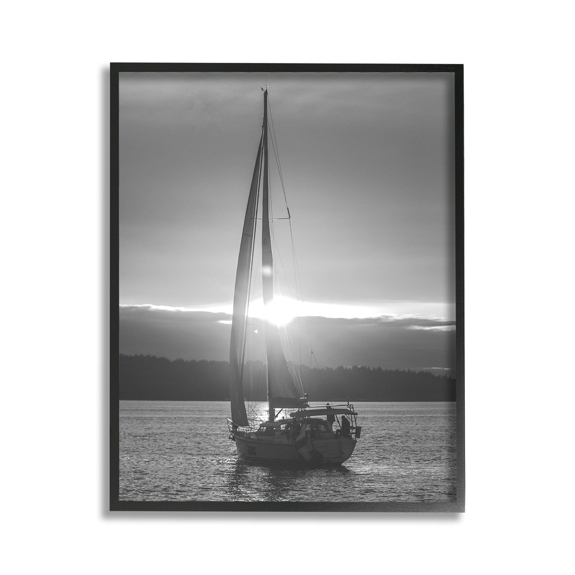 Stupell Industries Grey Sailboat Seascape Framed Giclee Art by Lil' Rue ...