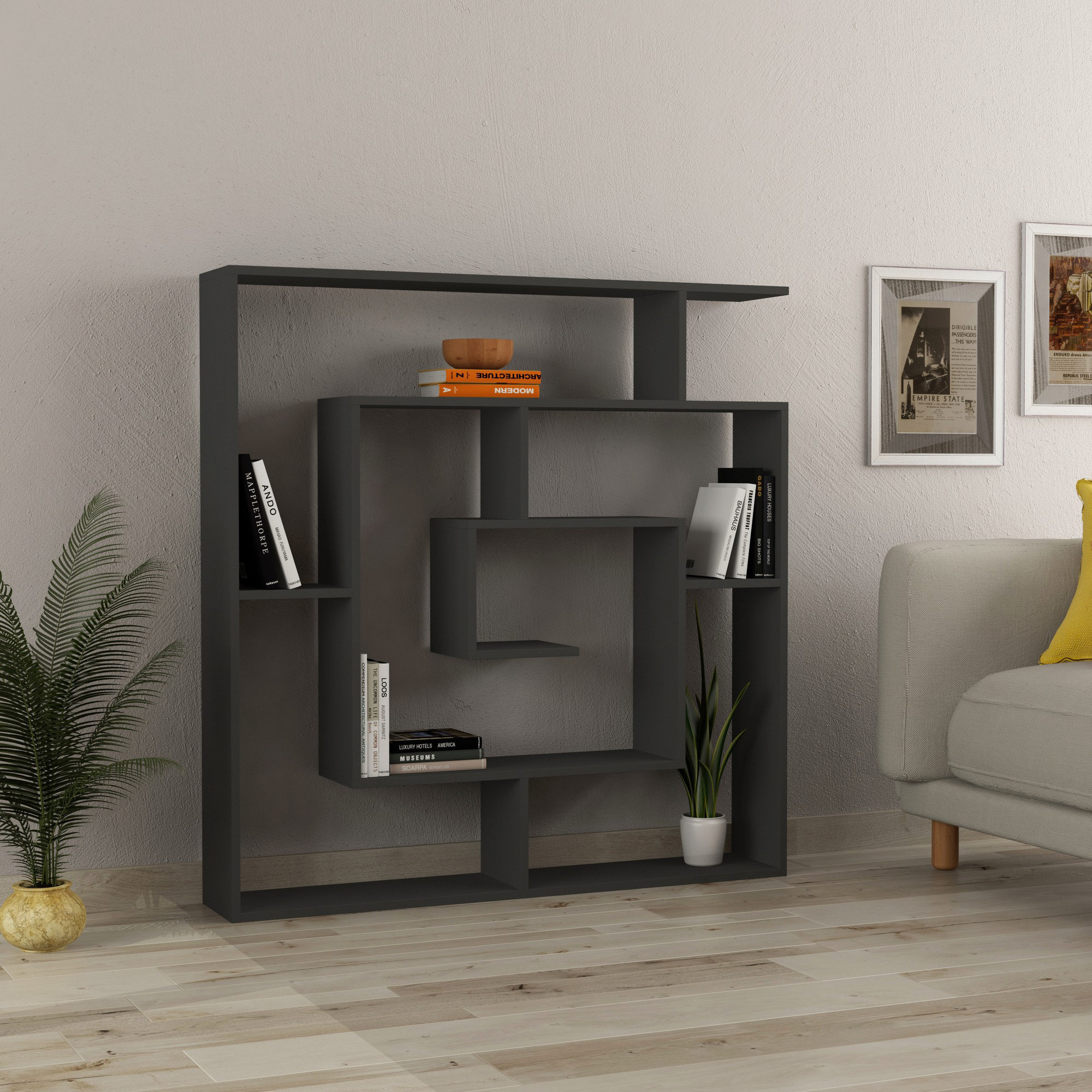 Latitude Run® 51'' H x 49'' W Geometric Bookcase & Reviews | Wayfair