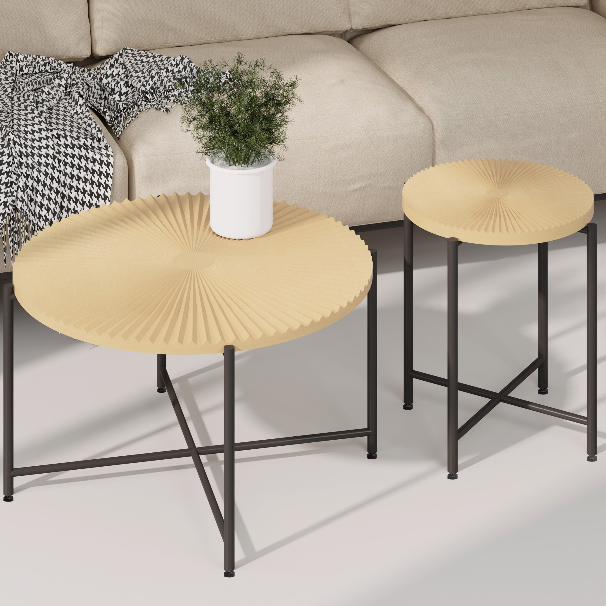 George Oliver Radial Pattern 2-Piece Coffee And End Table Set ...