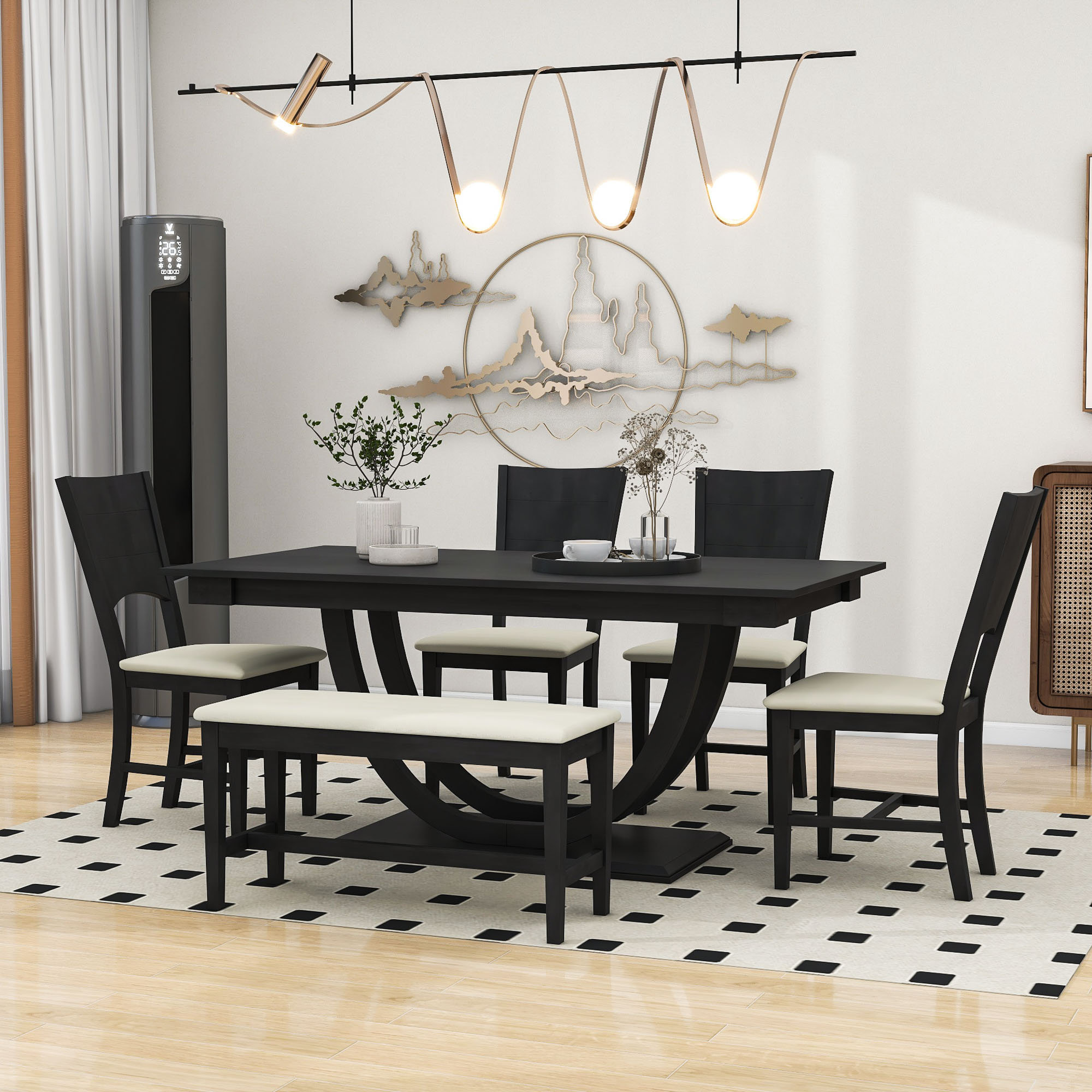 Red Barrel Studio® Burg 6 - Piece Pedestal Dining Set, Kitchen Table ...