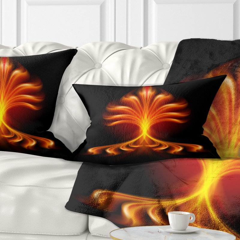 Design Art Fractal Fire Flower - Floral Printed Pillow | Wayfair