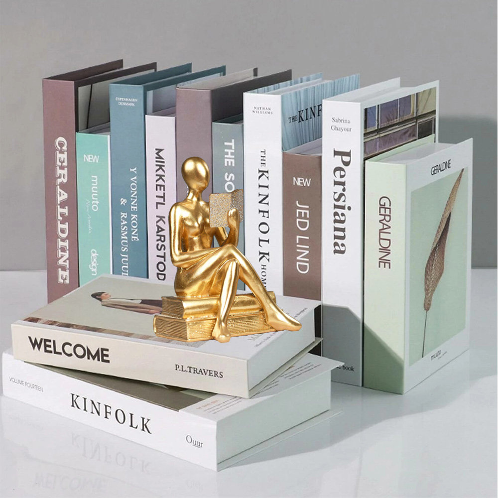 Latitude Run® Artistic Figurine, Abstract Reading Statue,Bookshelf ...