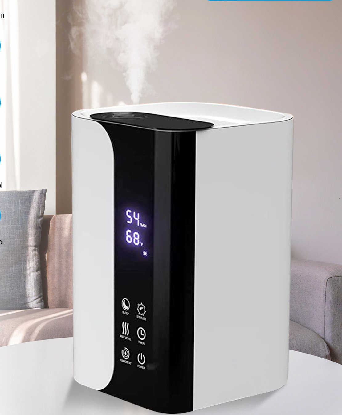 Edge Collections 1.32 Gallons Cool Mist Ultrasonic for 430.6 Cubic Feet ...