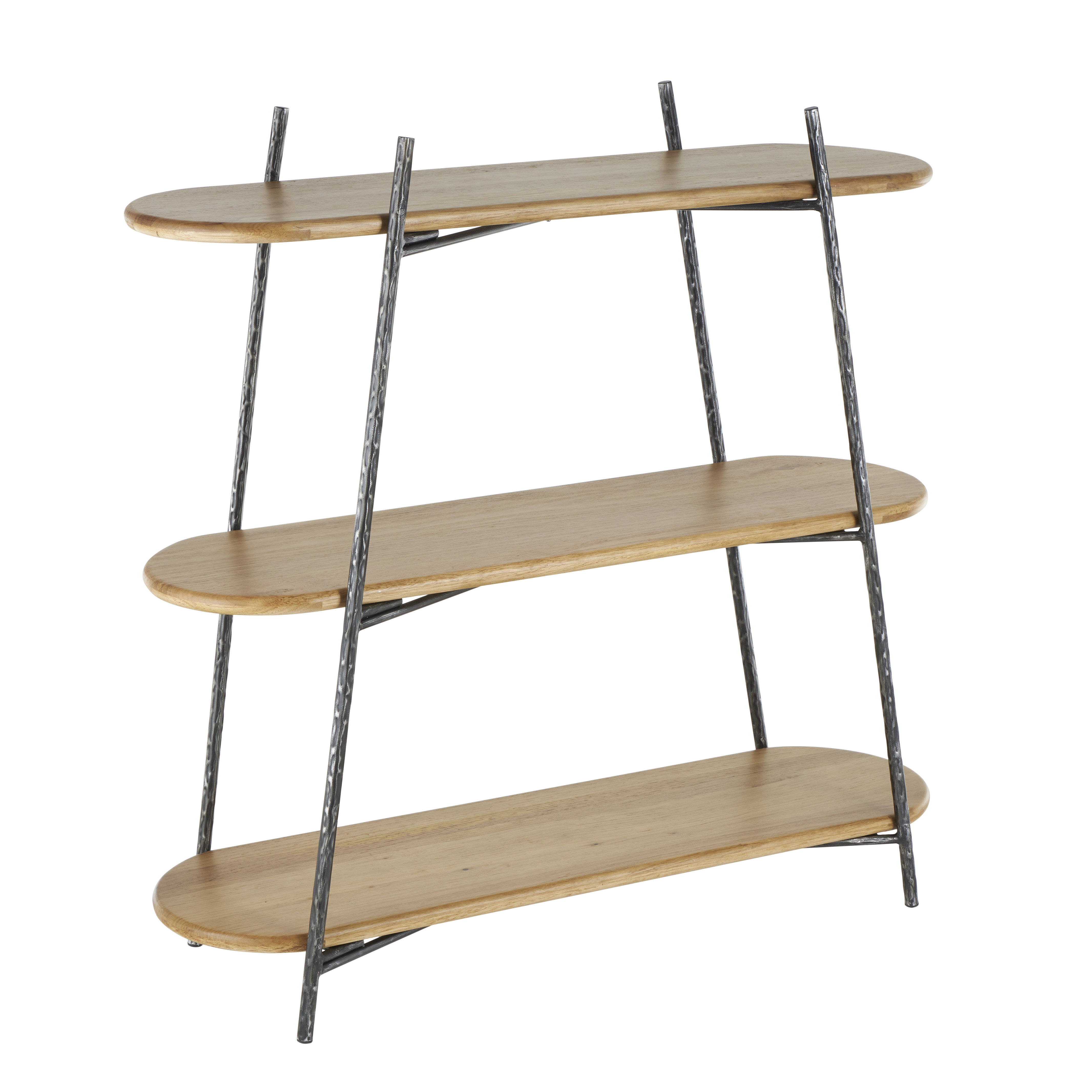 17 Stories Yeorgi Wood Oval Shaped Storage Brown Shelving Unit with ...