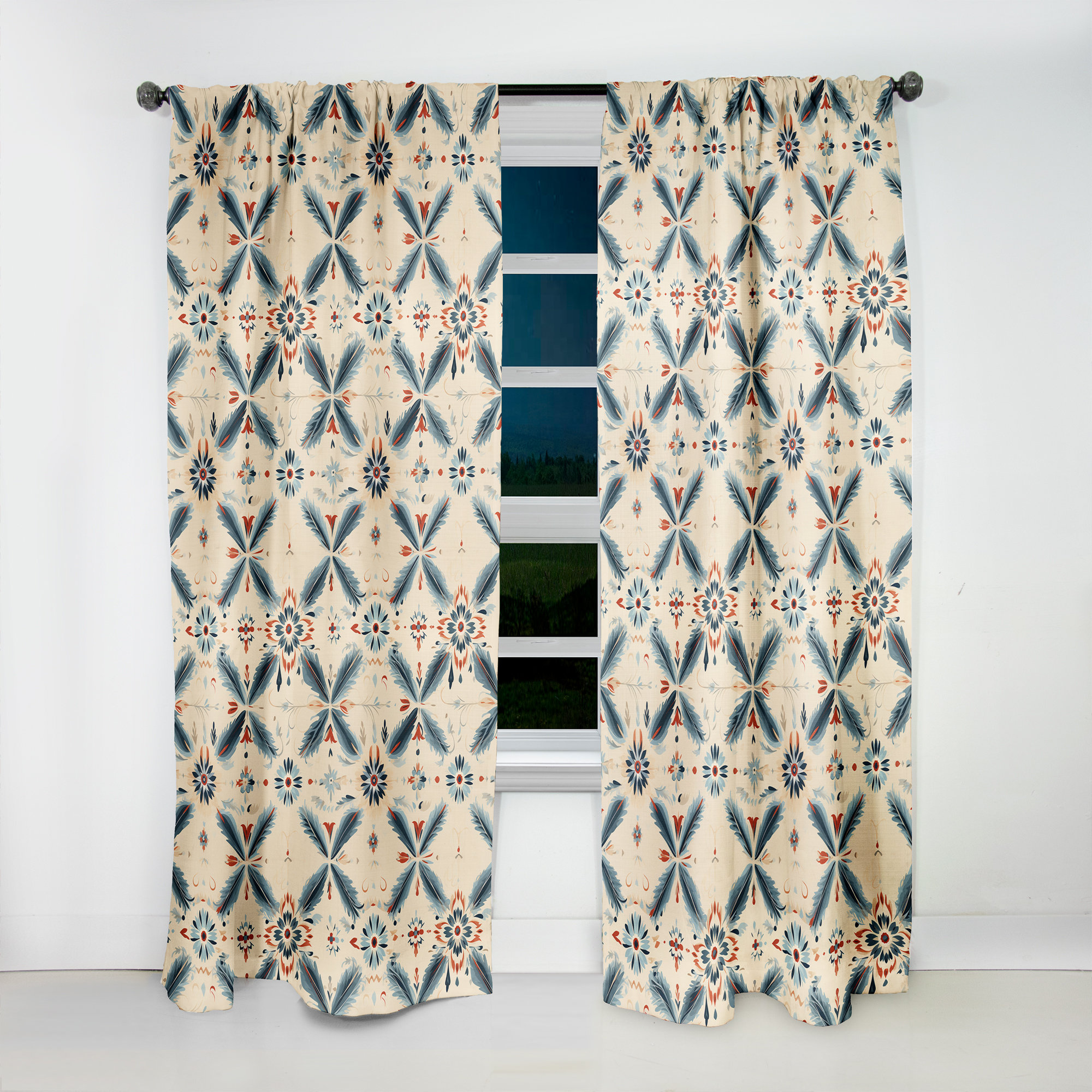 Design Art Nomadic Harmony Boho Pattern - Geometric Curtain Panels ...