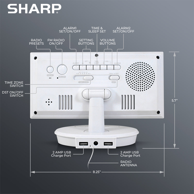 Sharp Digital LED Alarm Clock with Tilt and Swivel Display & Reviews ...