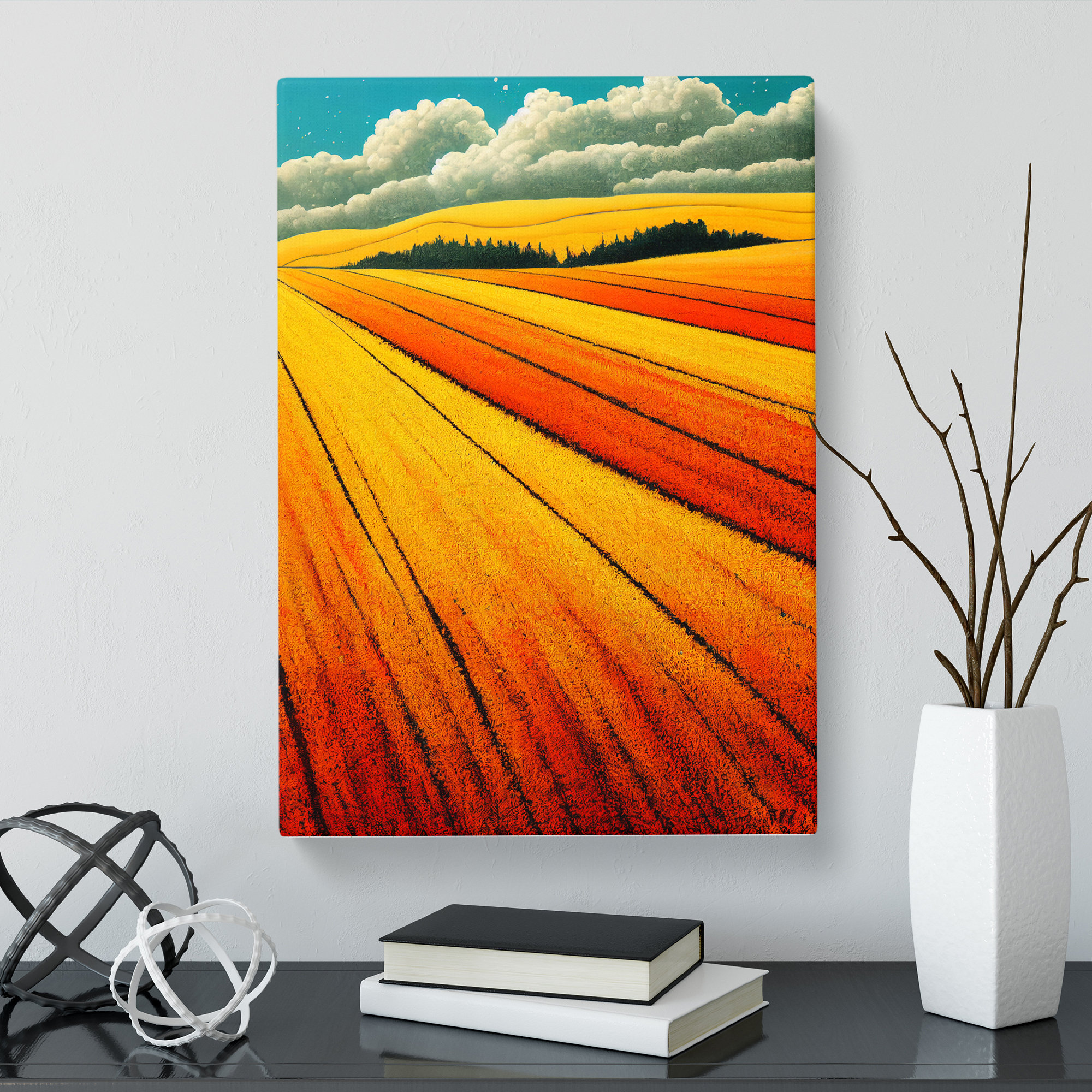 Marlow Home Co. CAN-V0523-2868X Wheat Field Splatter - Wrapped Canvas ...