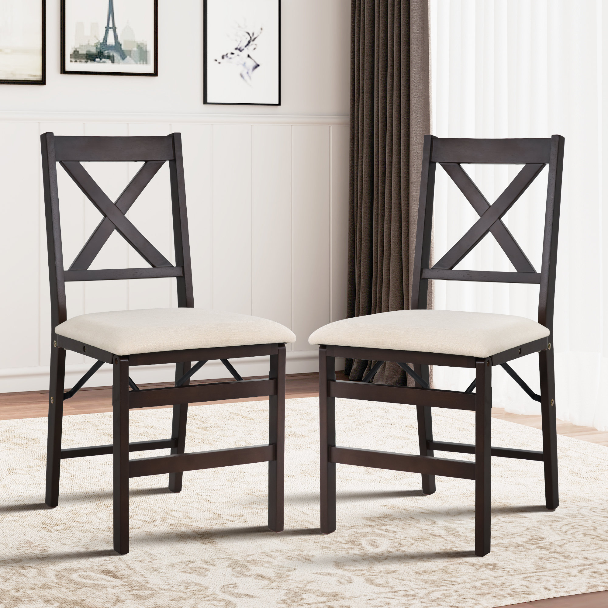 Gracie Oaks Padded Folding Dining Chairs Folding Chair Set & Reviews ...