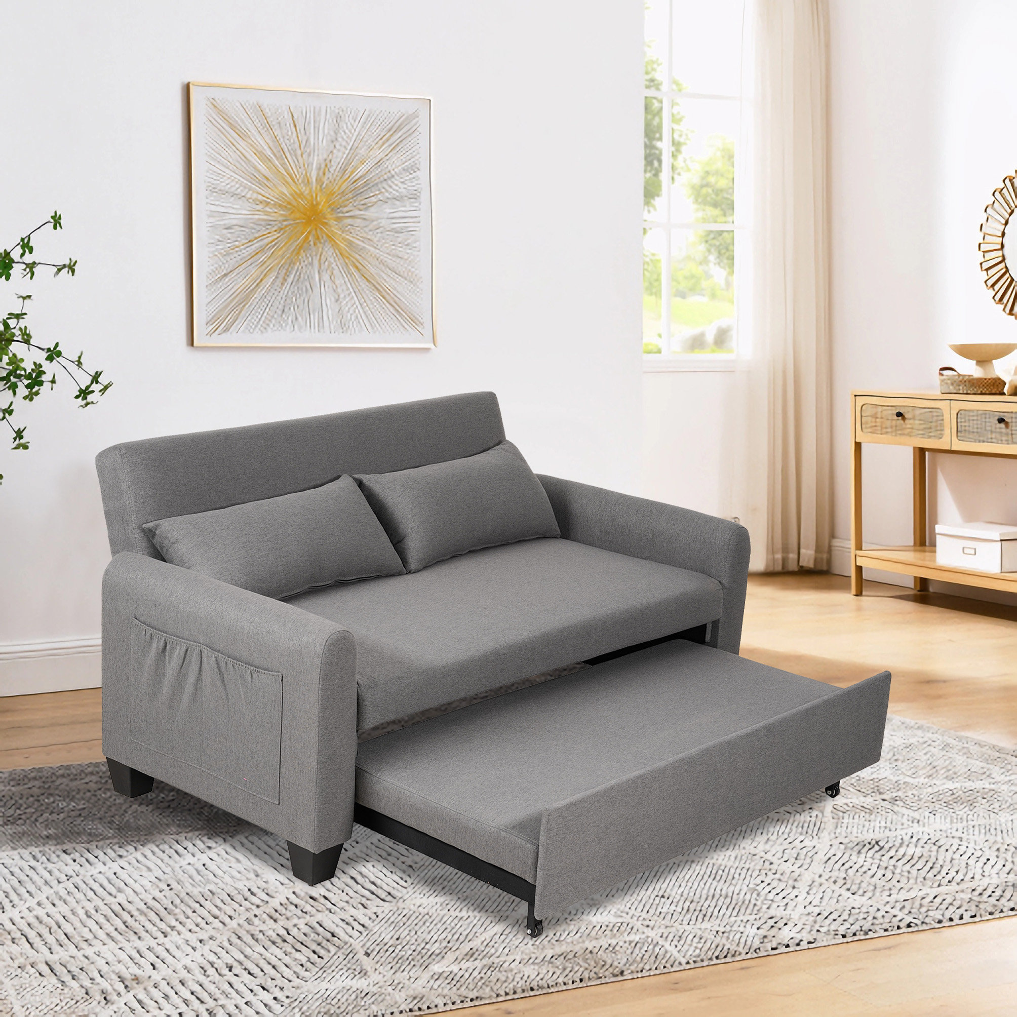 SDKhome 63" W Pull-out Bed Sofa Sleeper | Wayfair