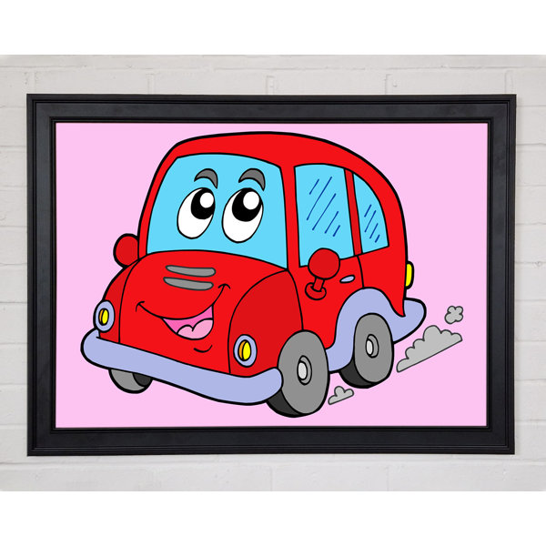 Happy Larry Car With Face Smokey Pink Framed Print | Wayfair.co.uk