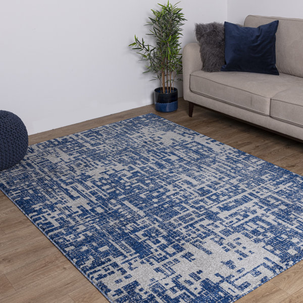 Langley Street Abstract Denim Blue Area Rug | Wayfair.co.uk