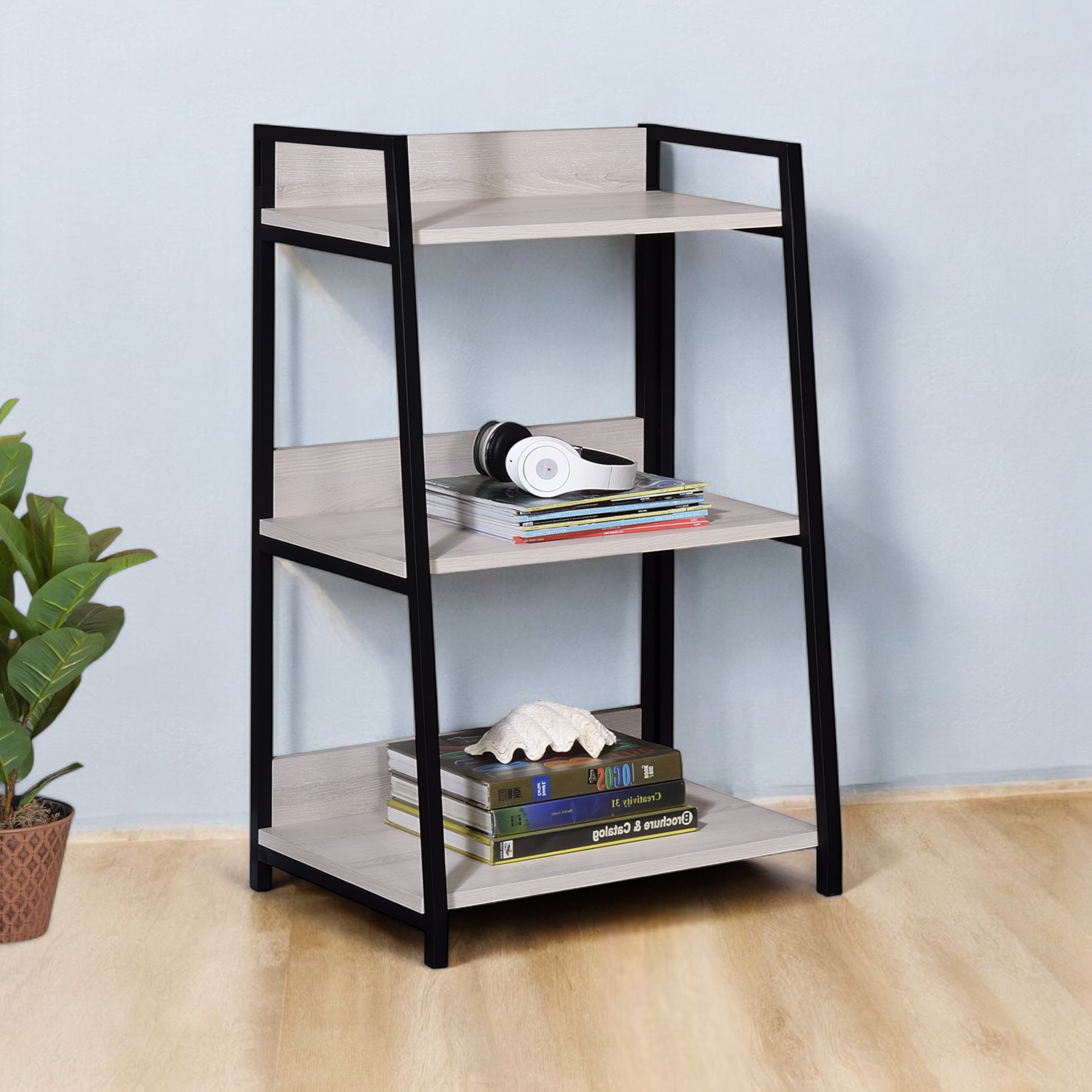 George Oliver Gear Natural and Black Bookshelf | Wayfair
