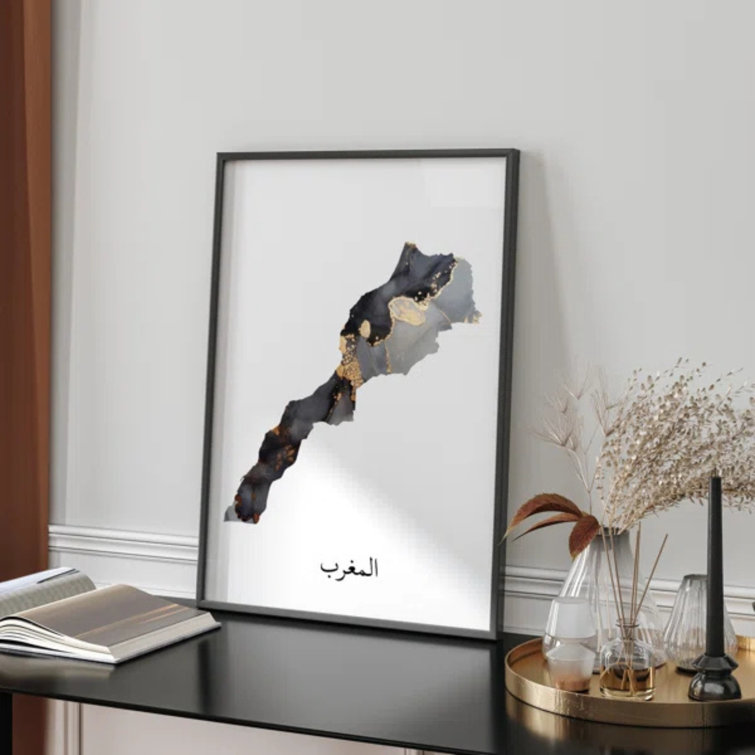 Fairmont Park Morocco Map Black Wall Art Decor | Wayfair.co.uk