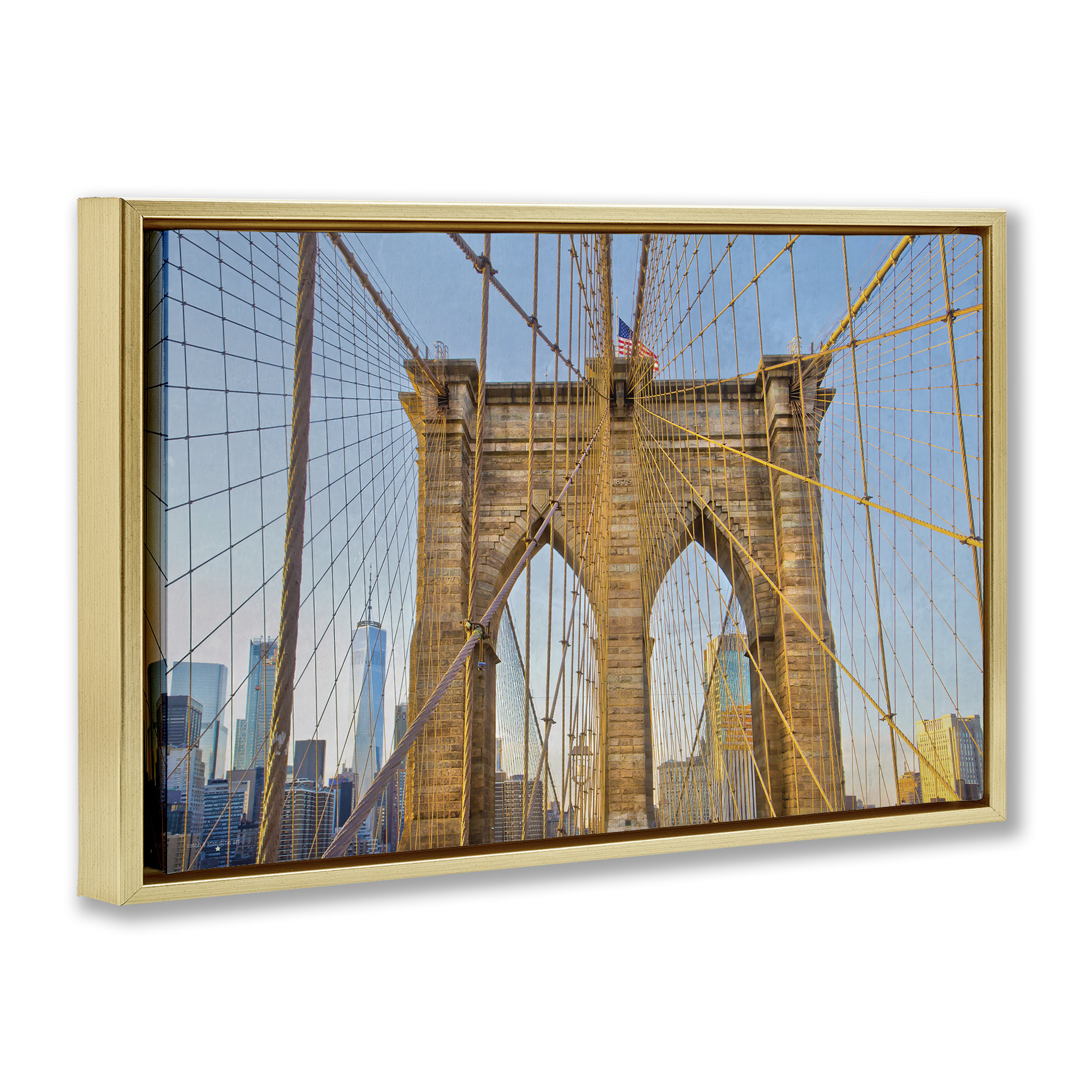 Dakota Fields Industrial Bridge with American Flag Floating Frame ...