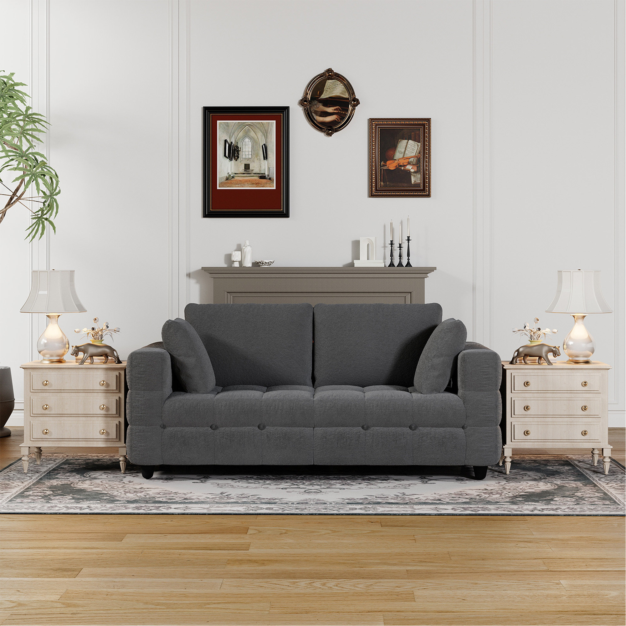 Brayden Studio® ROMA 77.16" Grey Couch, Loveseat Sofa, Couches For ...