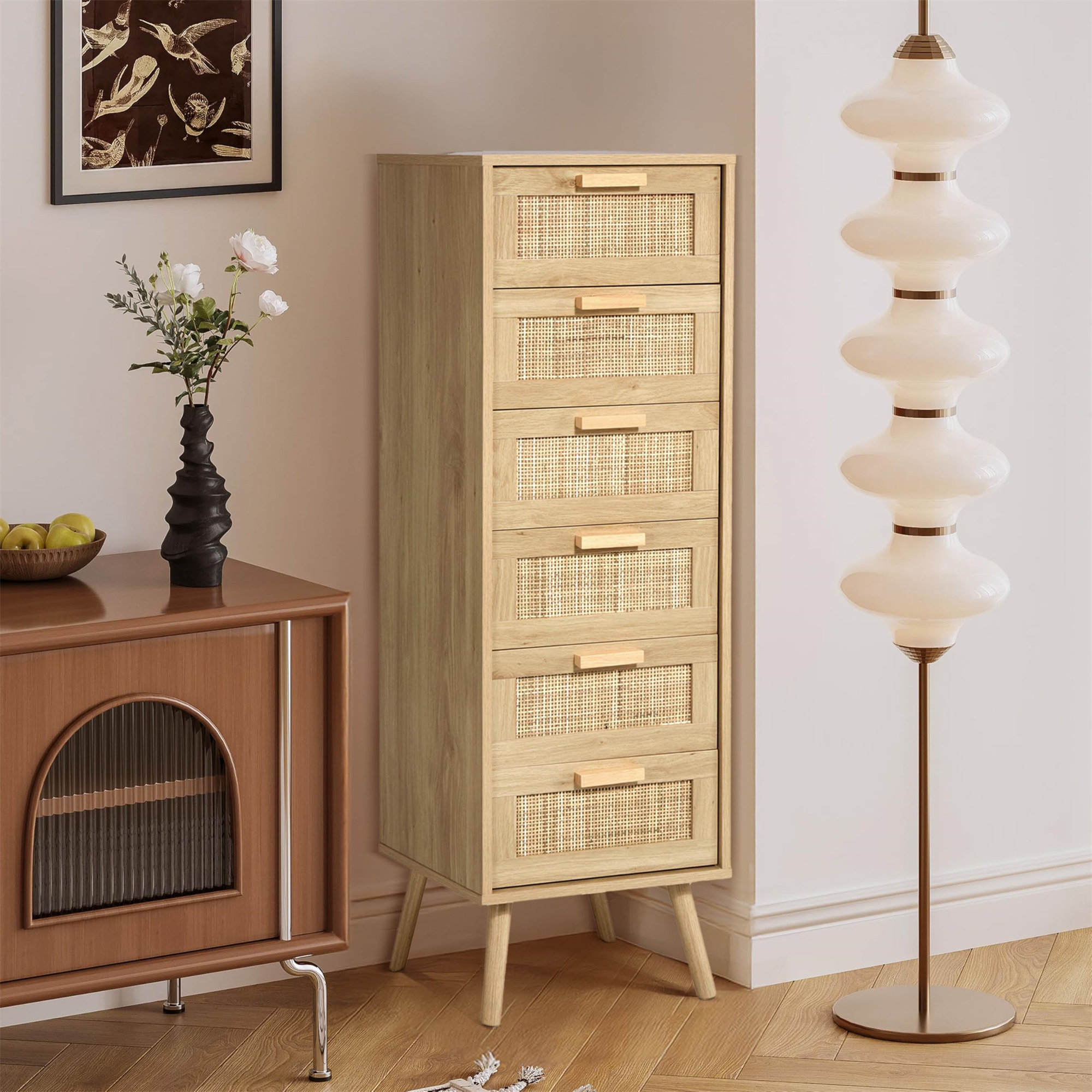 World Menagerie Rattan Chest Of Drawers Bedroom, Tall Chester Of ...