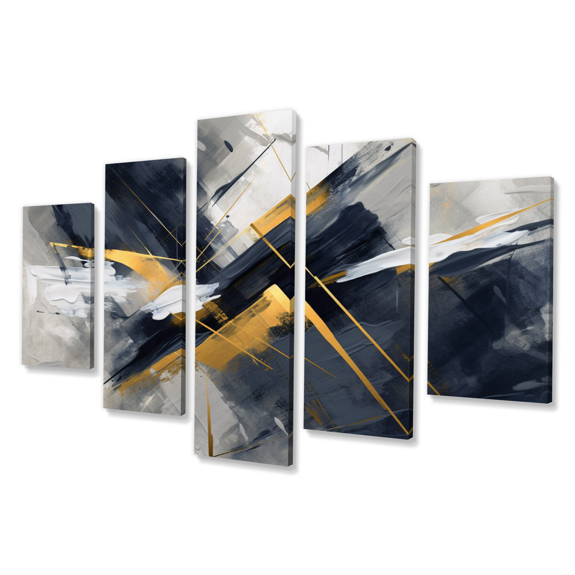 Mercer41 Grey And Gold Transcendent Impressions III - Abstract Shapes ...