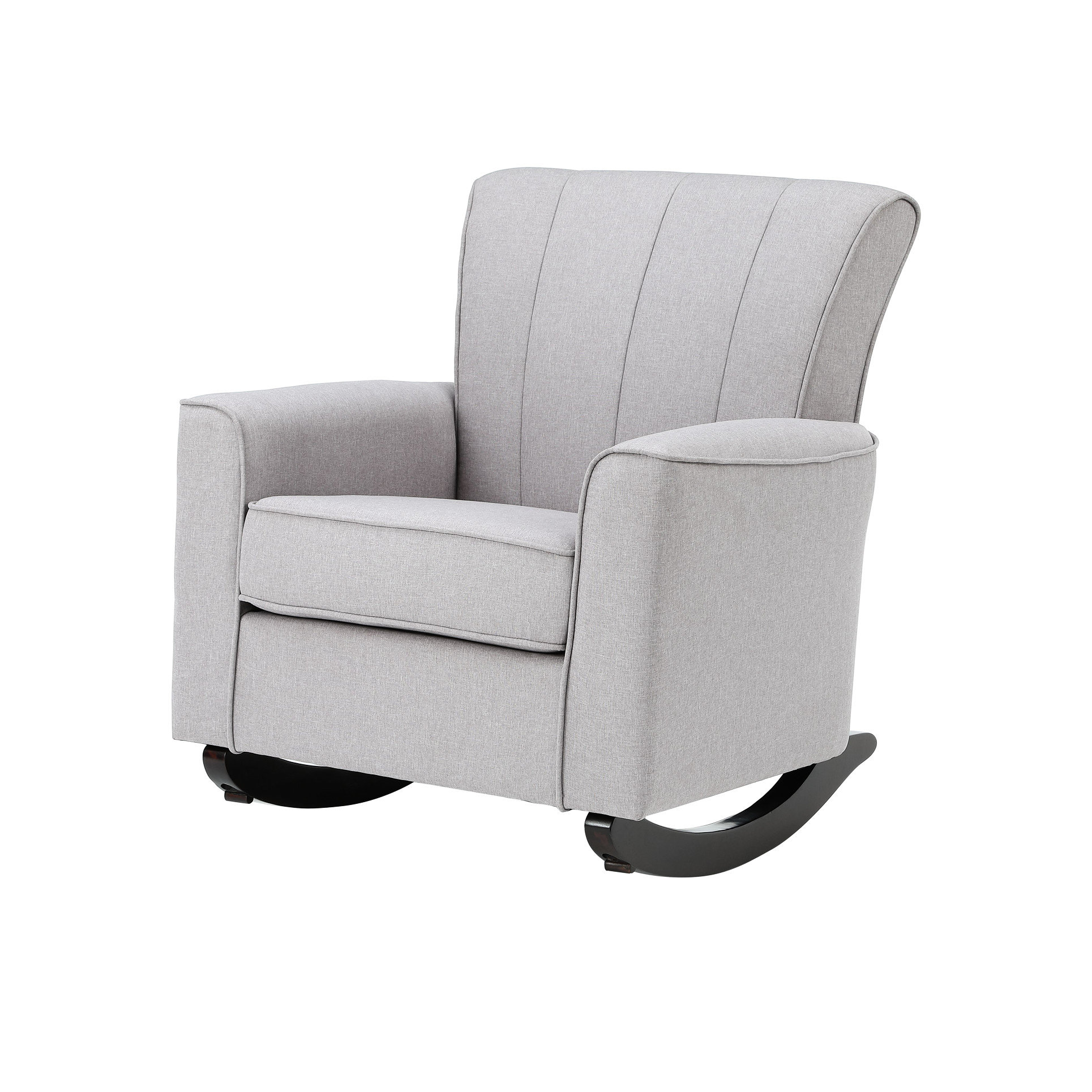 George Oliver Cheatham Rocking Chair In Gray Linen, Pocket Coil Seat ...