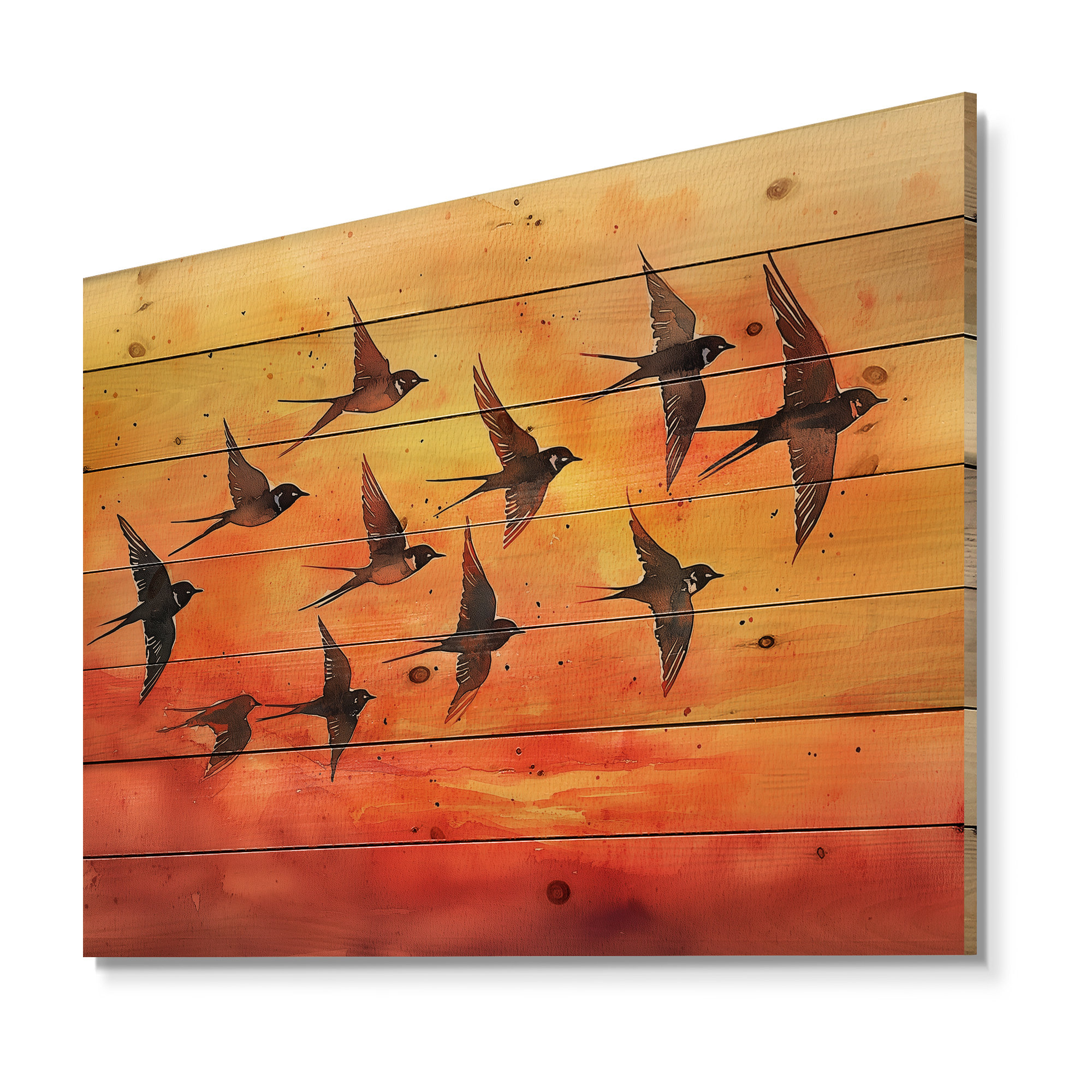Ophelia & Co. Swallows Birds At Sunset II - Bird Wood Wall Decor - On ...
