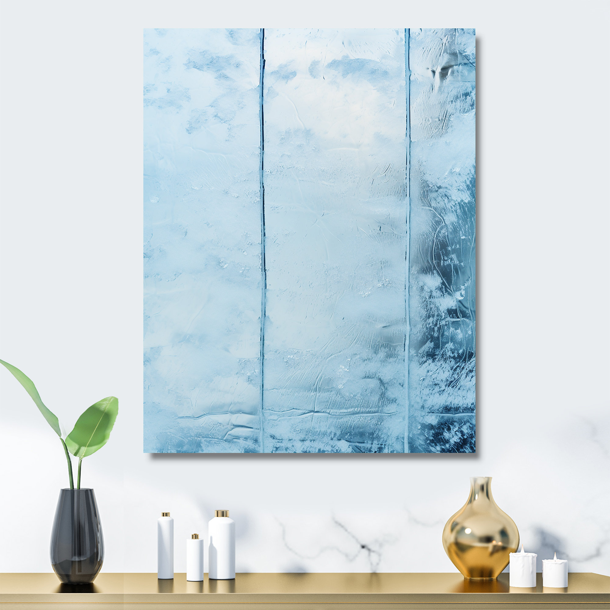 Ivy Bronx White Blue Frosty Collage III - Abstract Collages Metal Wall ...