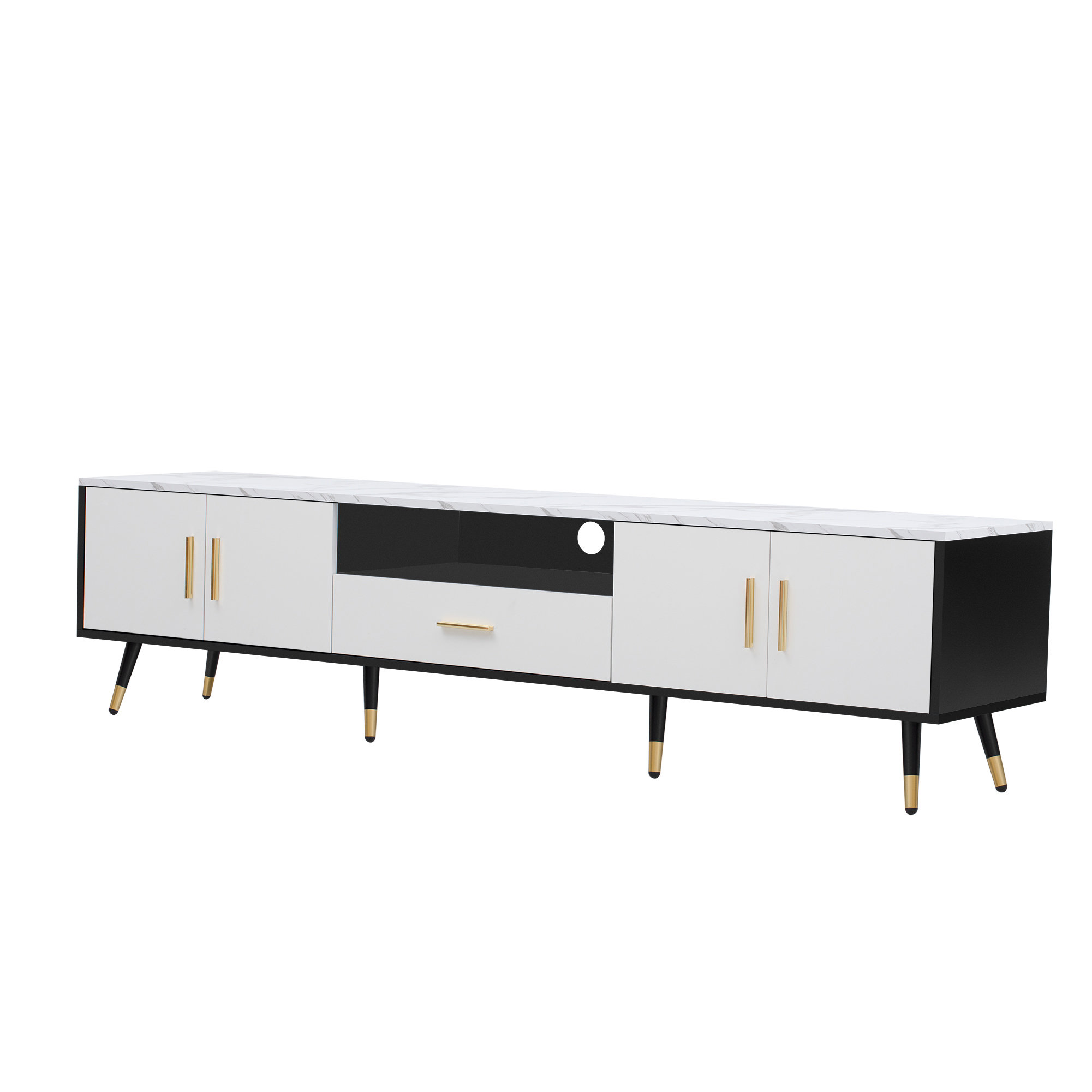 Latitude Run® 71'' Modern TV Stand With 2 Cabinets & Open Compartments ...