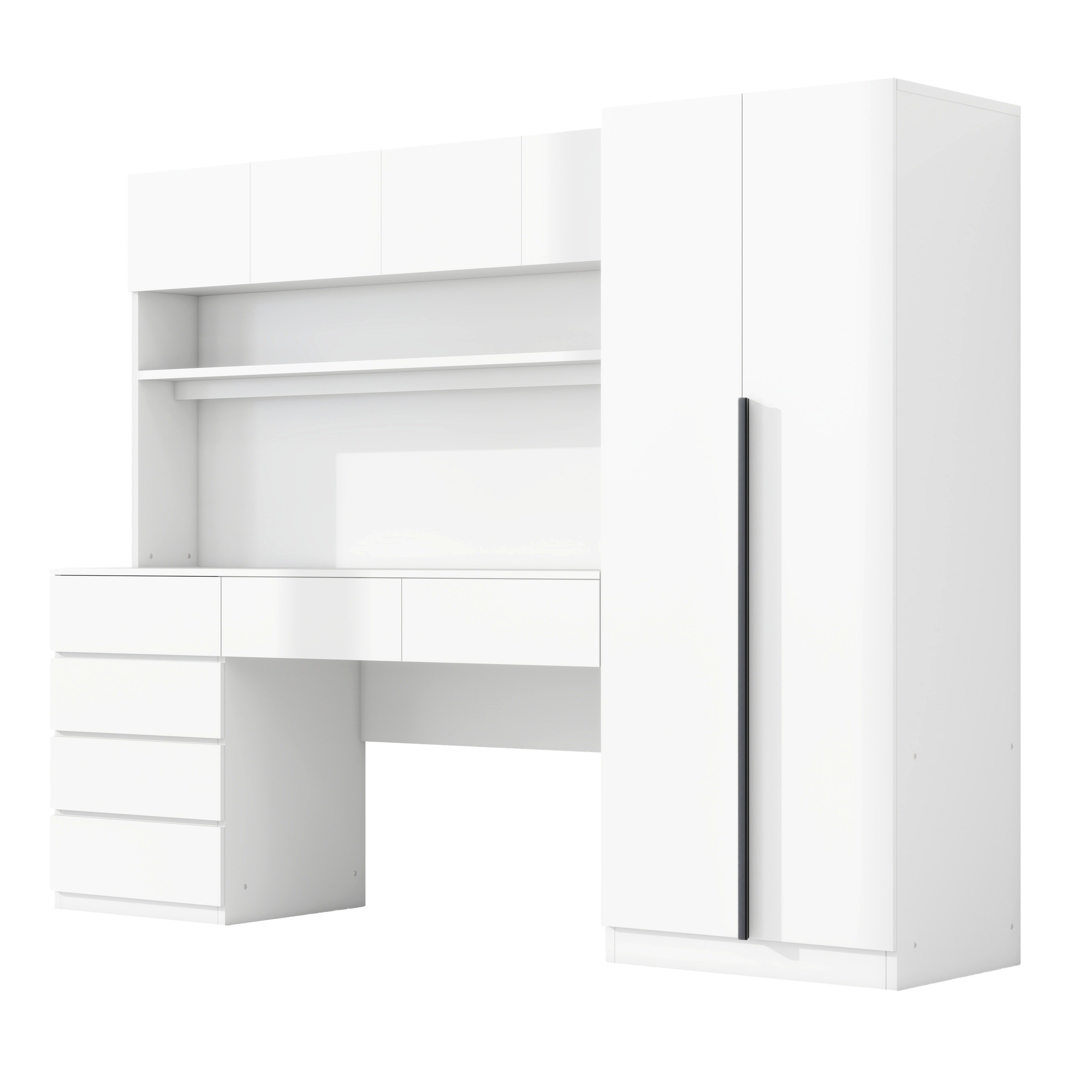 Latitude Run® Modern Desk With Armoire, Bookcase And Drawers Bedroom ...
