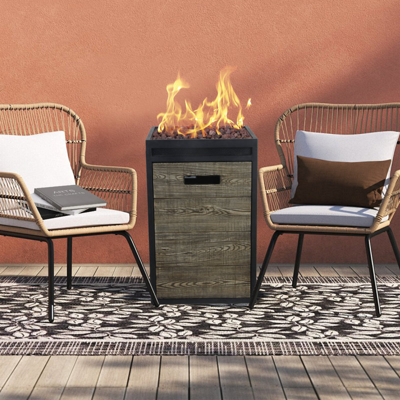 17 Stories Marcena 25'' H Liquid Propane Outdoor Outdoor Fireplace with ...