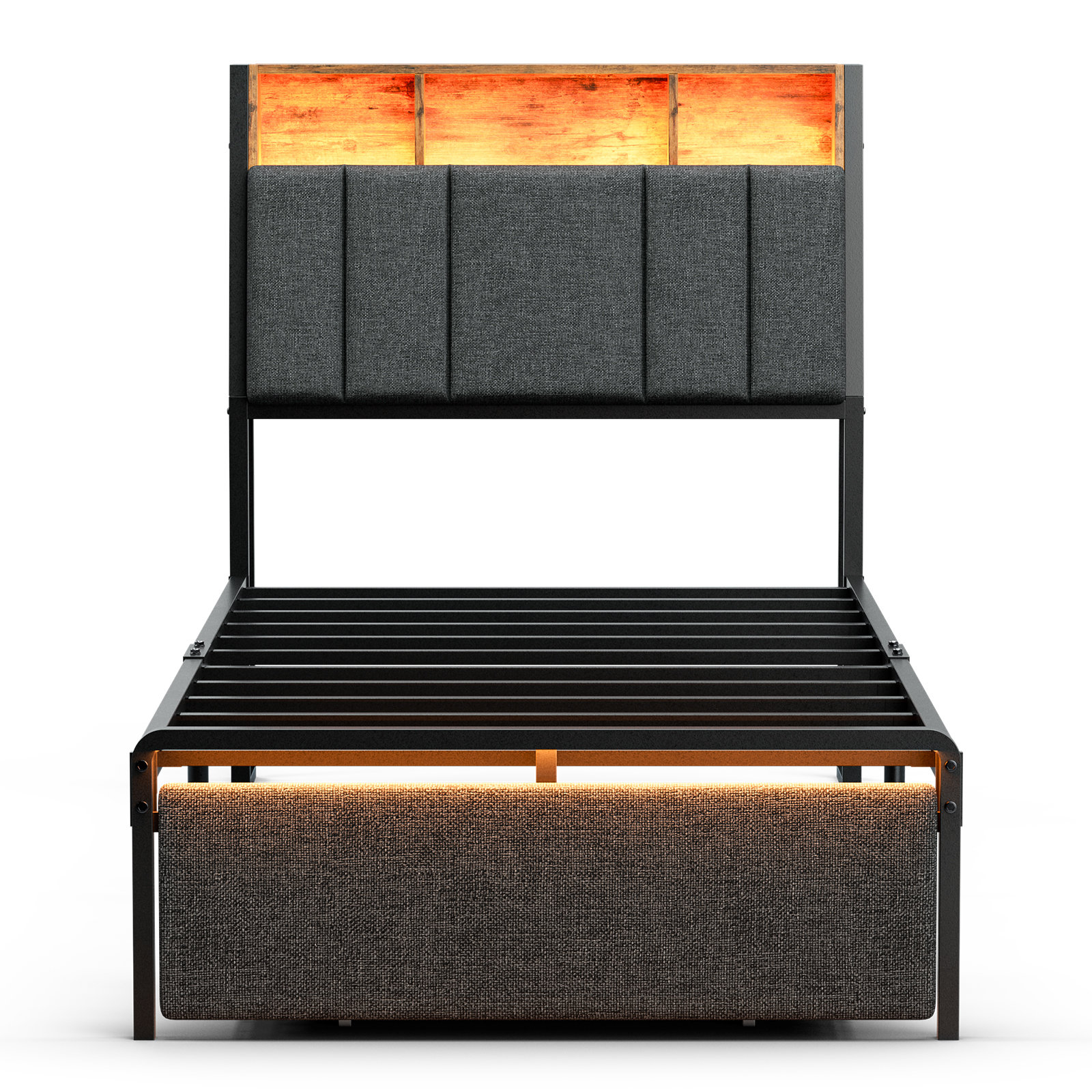 Ivy Bronx Bed Frames With Dustproof Storage Drawer, Ergonomic Hidden ...