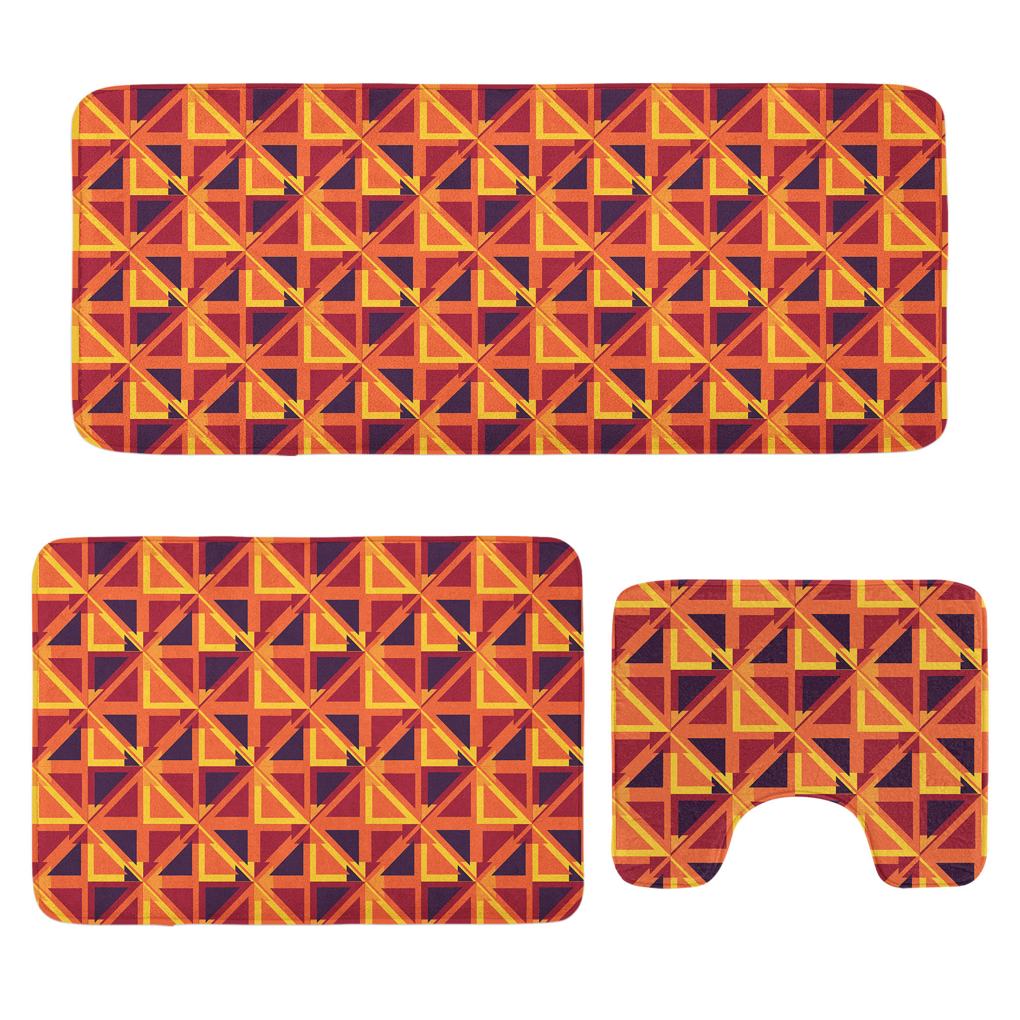 Latitude Run® Geometric Bathroom Rug Set 3 Pieces U-Shape & Rectangle ...