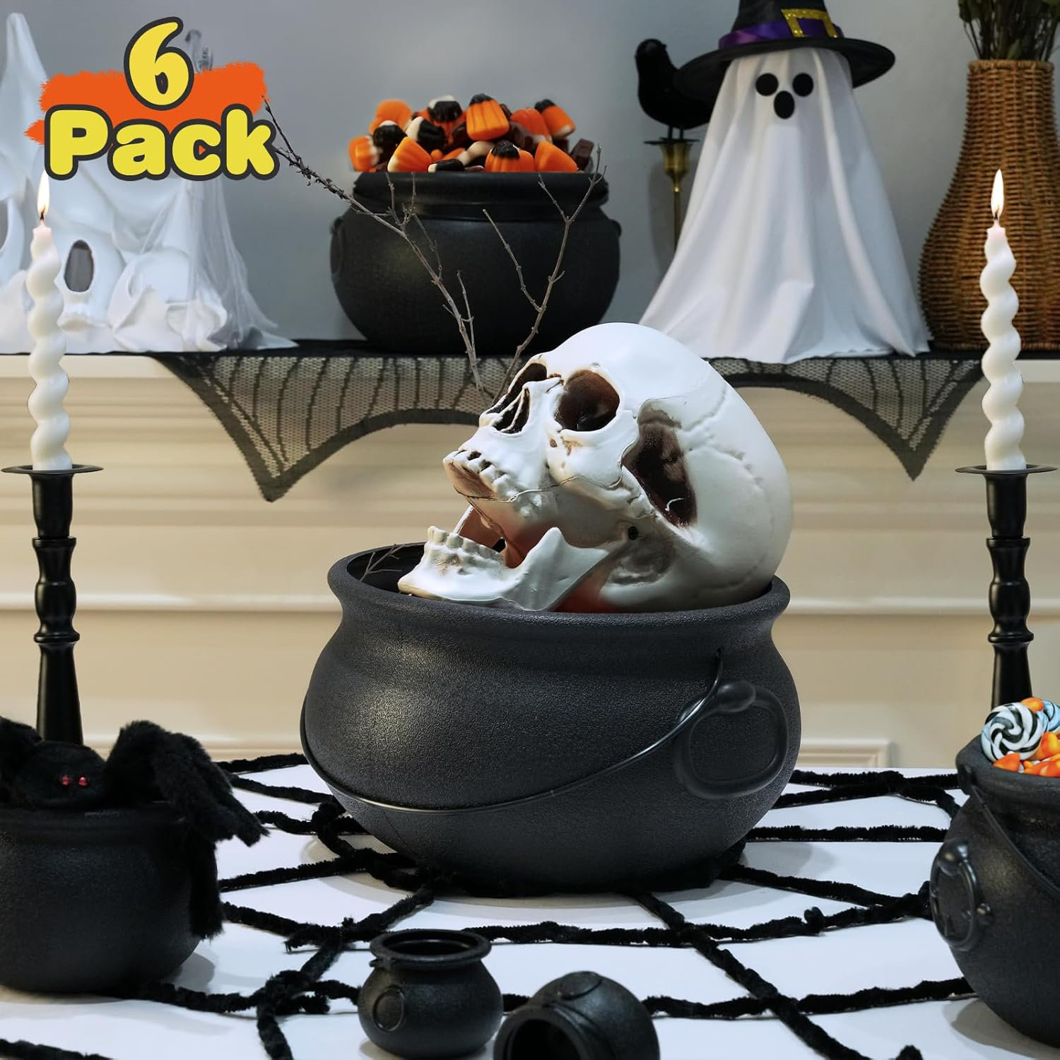 The Holiday Aisle® 6-in-1 Halloween Decorations - Large Black Plastic ...