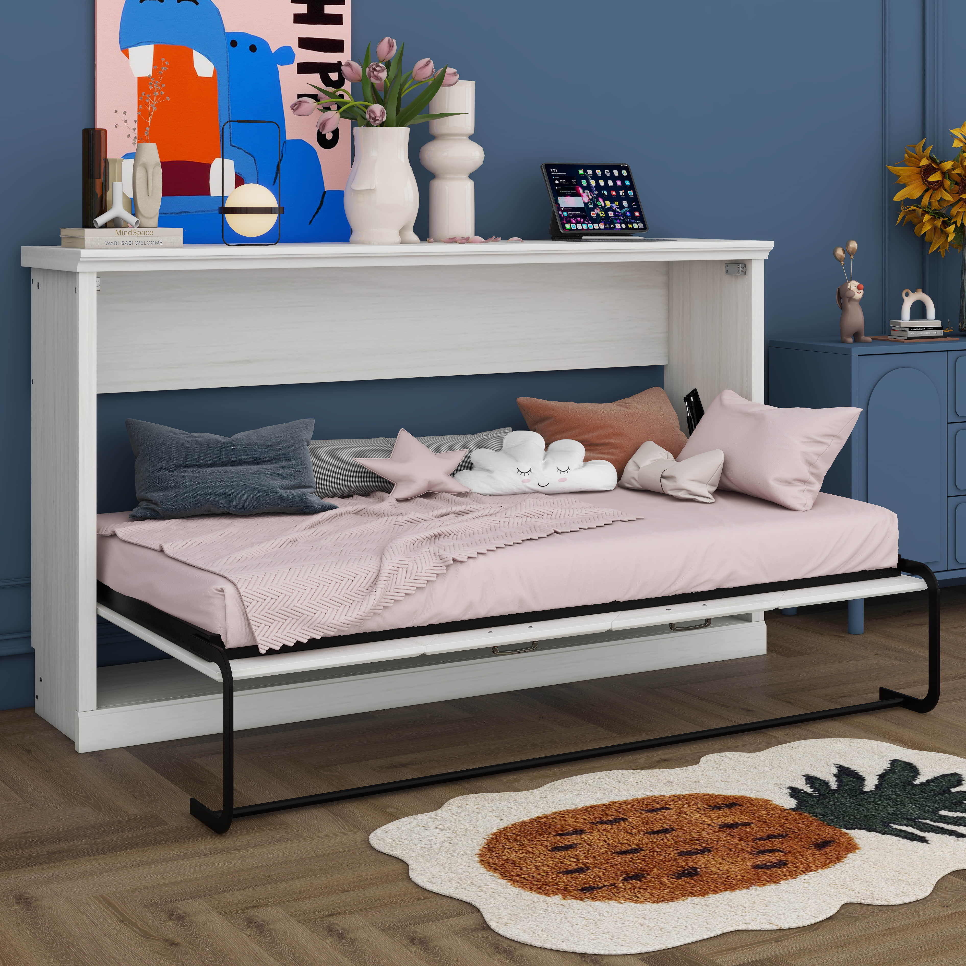 Red Barrel Studio® Twin Size Horizontal Murphy Bed, Space Saving ...