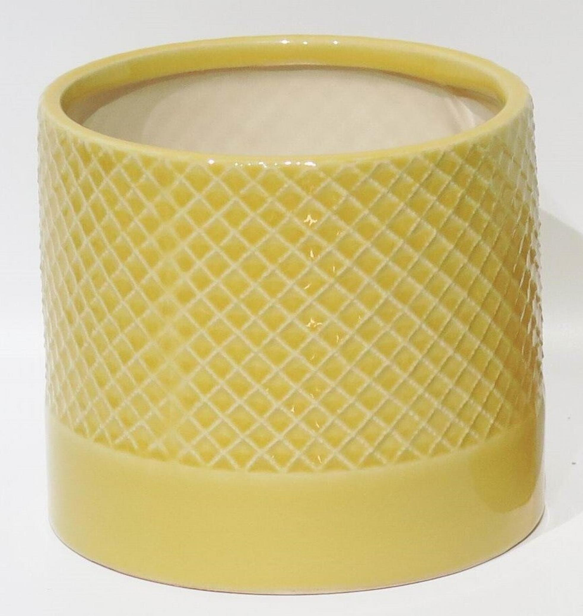 Ebern Designs 6" Pot Size Yellow Criss Cross Pattern Planter | Wayfair