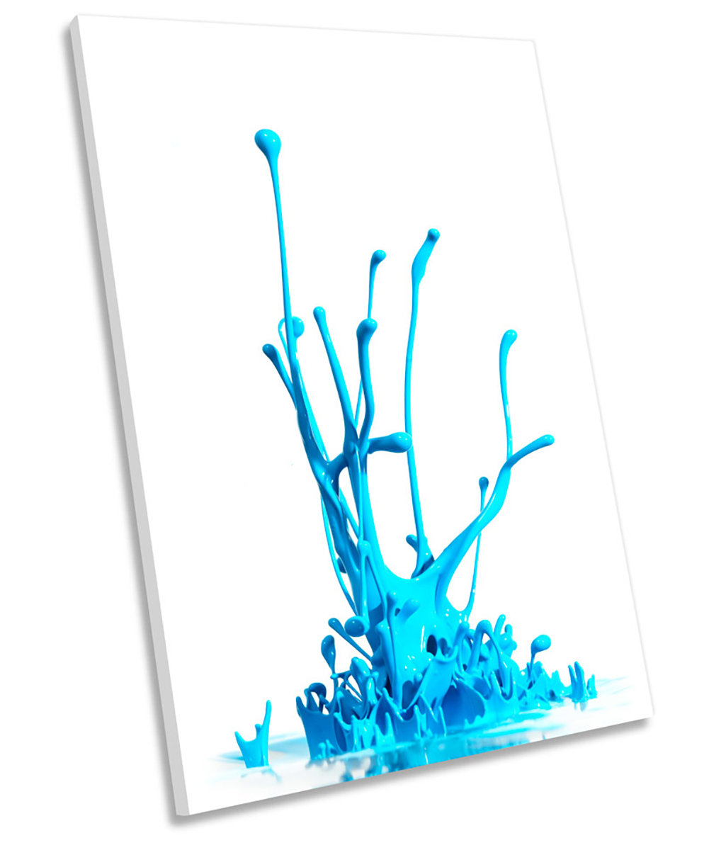 Metro Lane Blue Paint Splash Abstract Picture CANVAS WALL ART Portrait ...