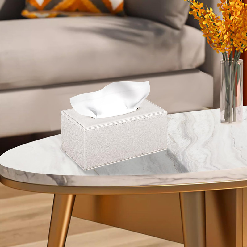 Rebrilliant Rectangular Leather Tissue Box Cover, 1-Pack, (Black ...