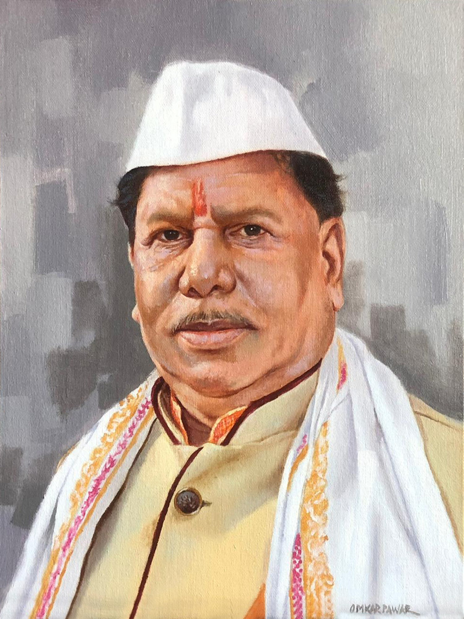 Exotic India Beautiful Portrait Of Man With Nehru Cap | Oil On Canvas ...