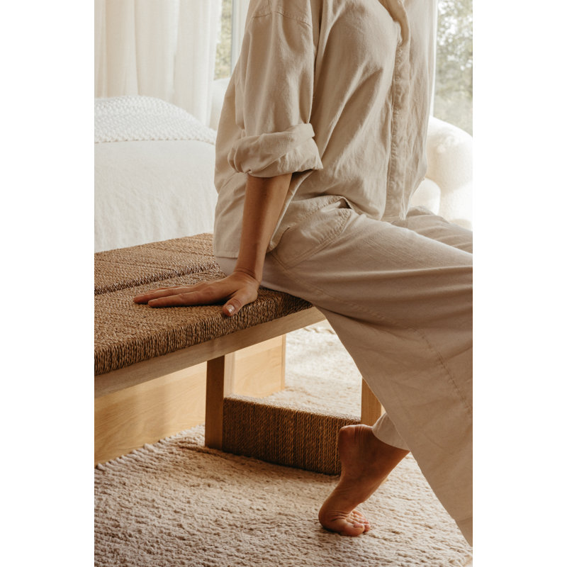 Woven Textura Solid Wood Bench | Perigold